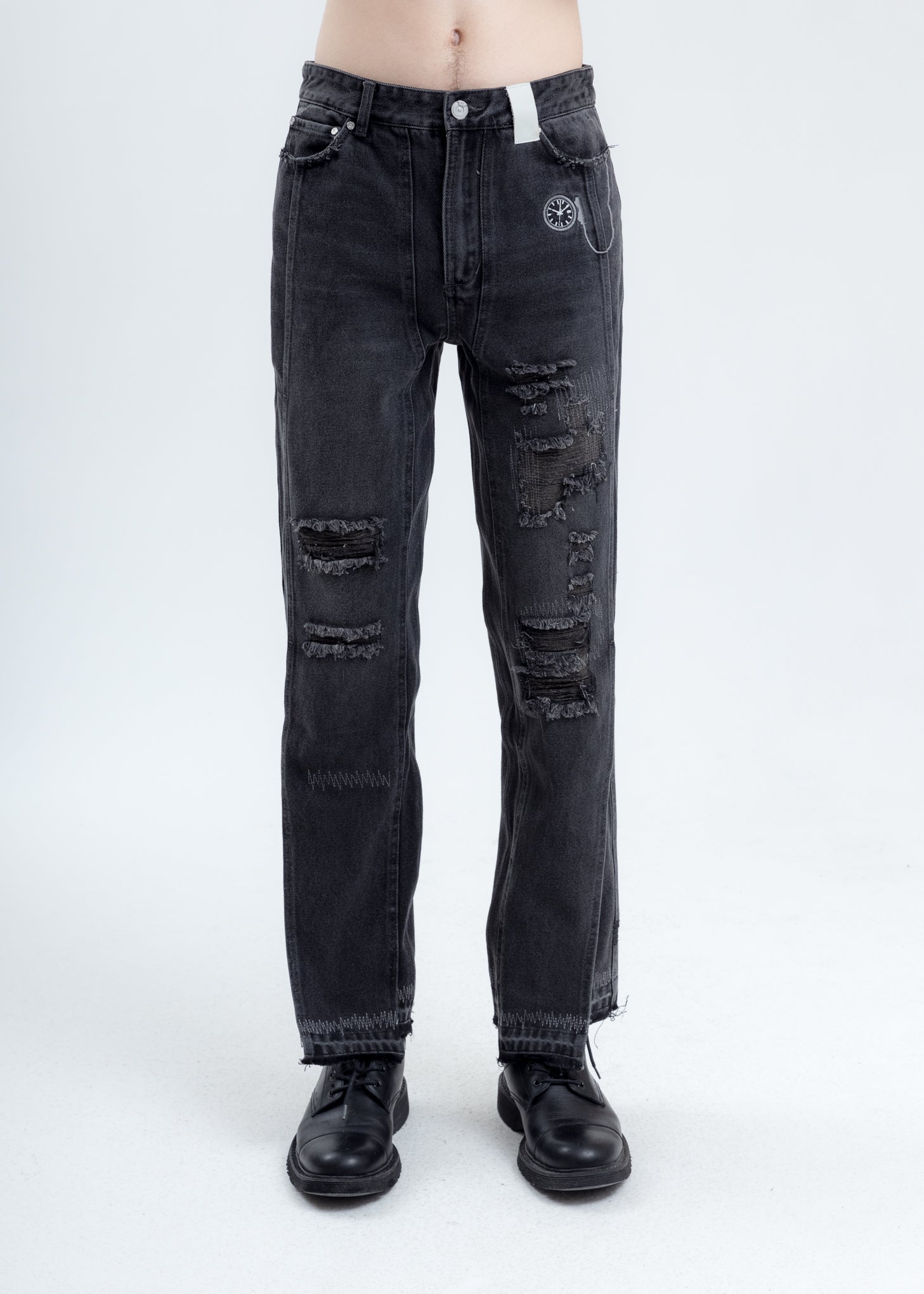 Black Distressed Chaotic Denim Jeans – 017 Shop