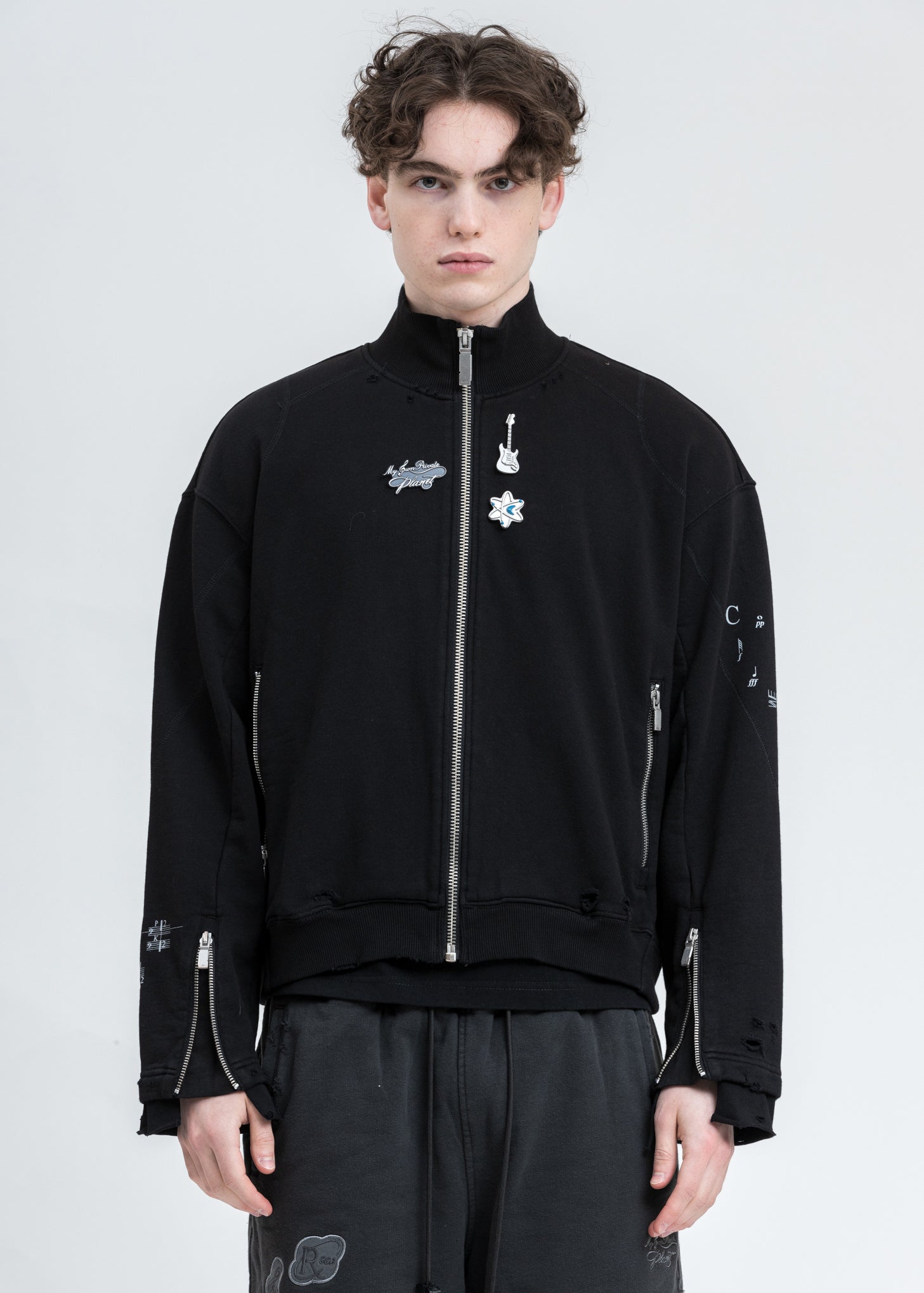 Black Distressed Zip Up Short Jacket – 017 Shop