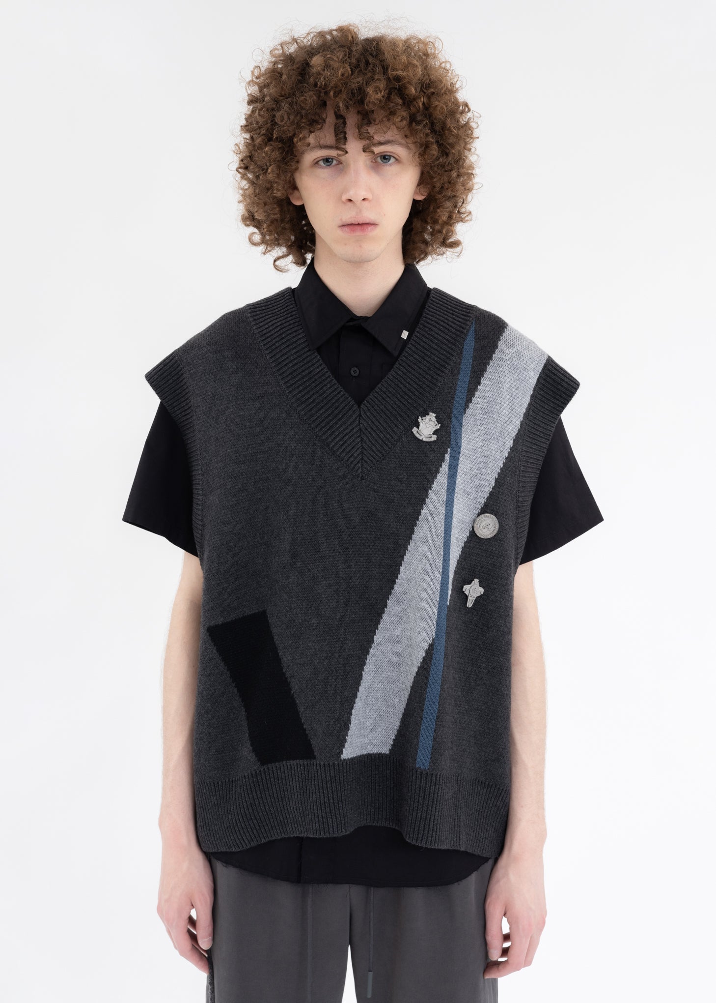 Grey Geometry Knit Vest – 017 Shop