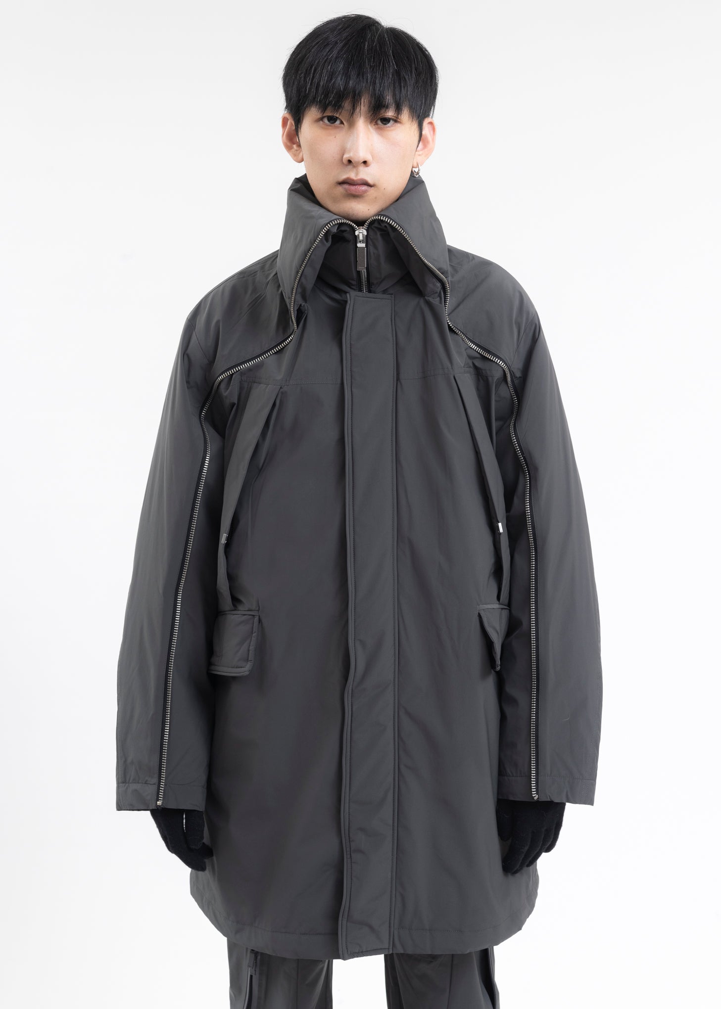 SAGE GREEN CONTINUOUS ZIPPER QUILTED COAT – 017 Shop