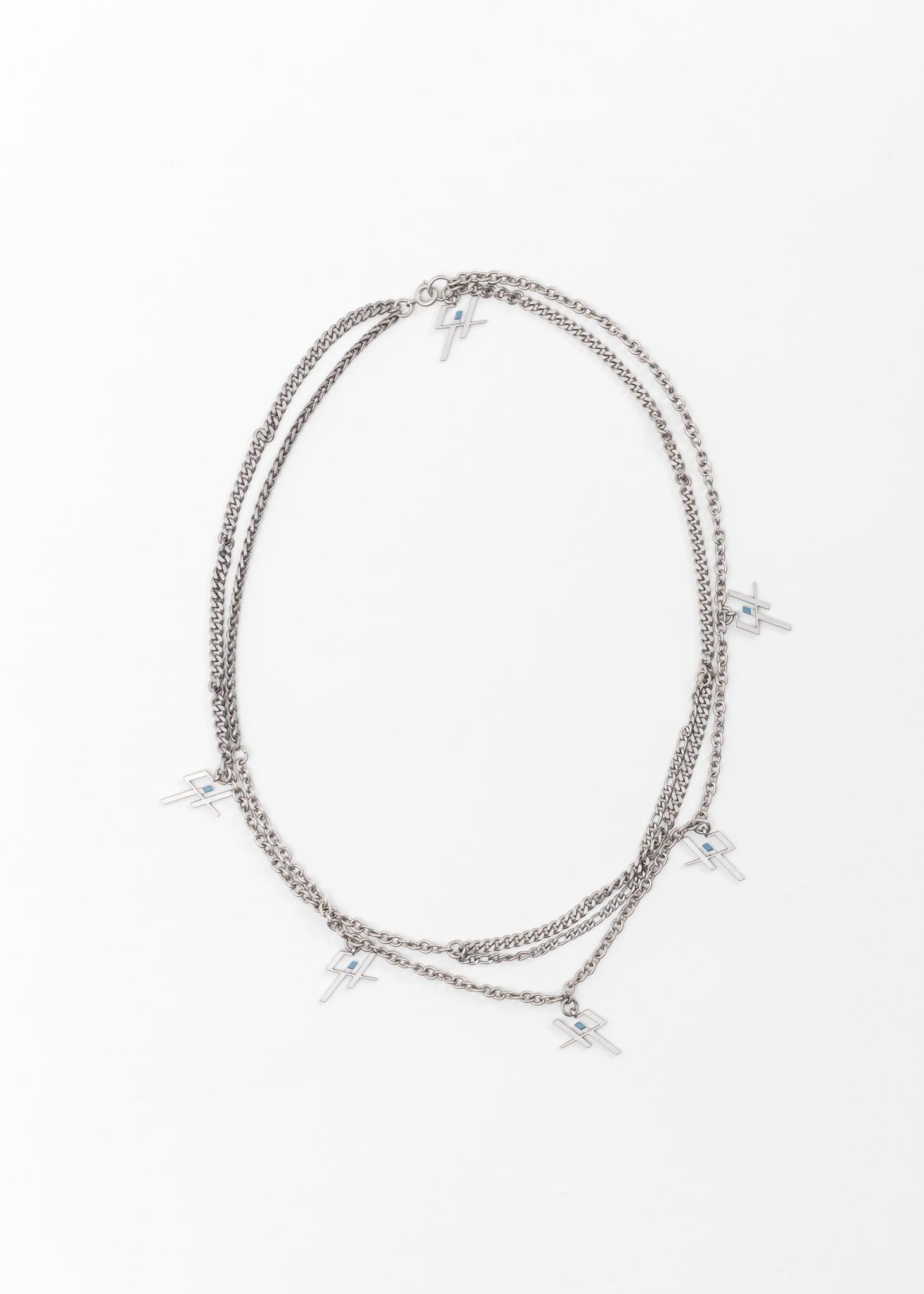 Silver Multi Chain Logo Necklace – 017 Shop