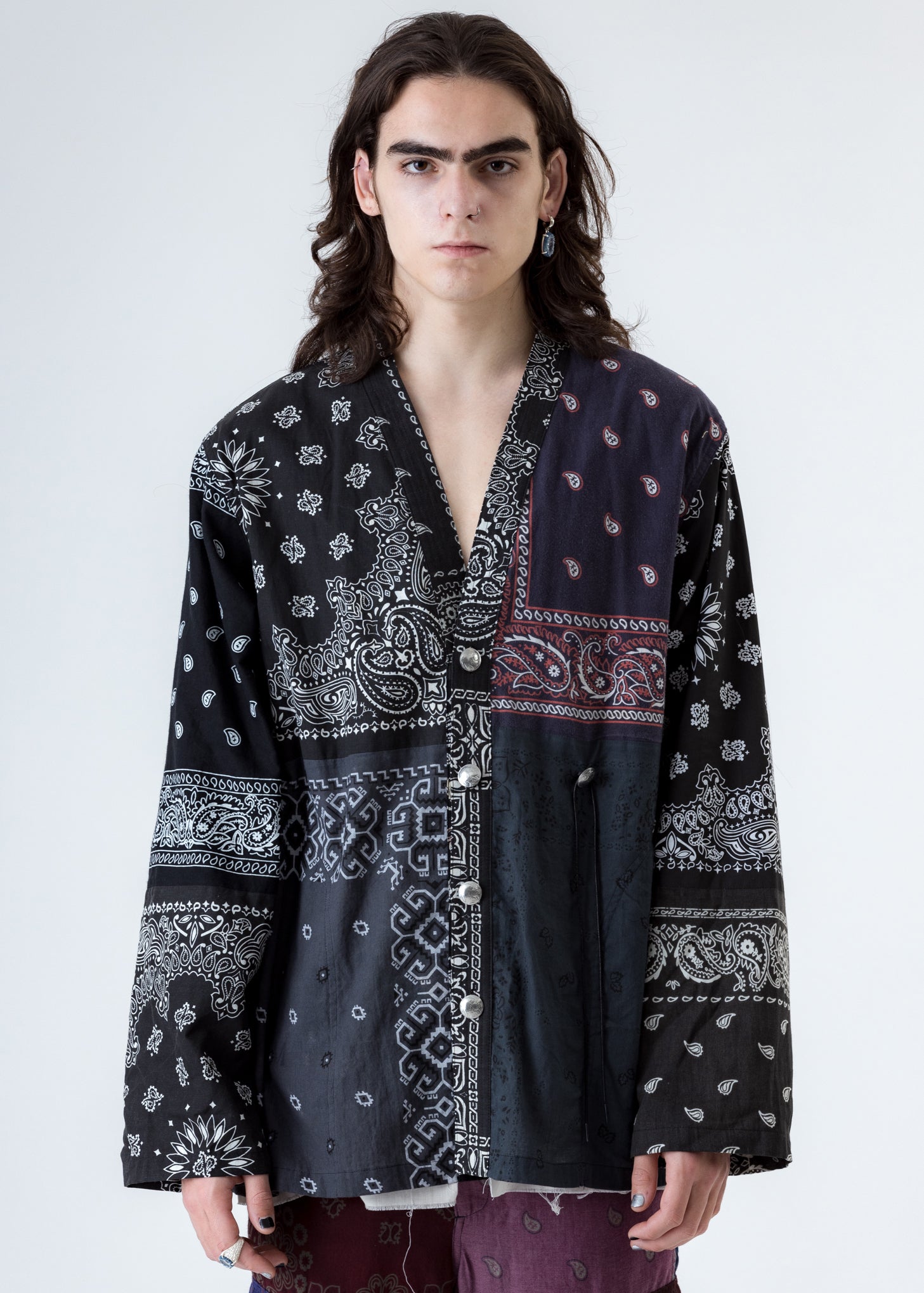 Black Bandana Patch Work Concho Jacket – 017 Shop