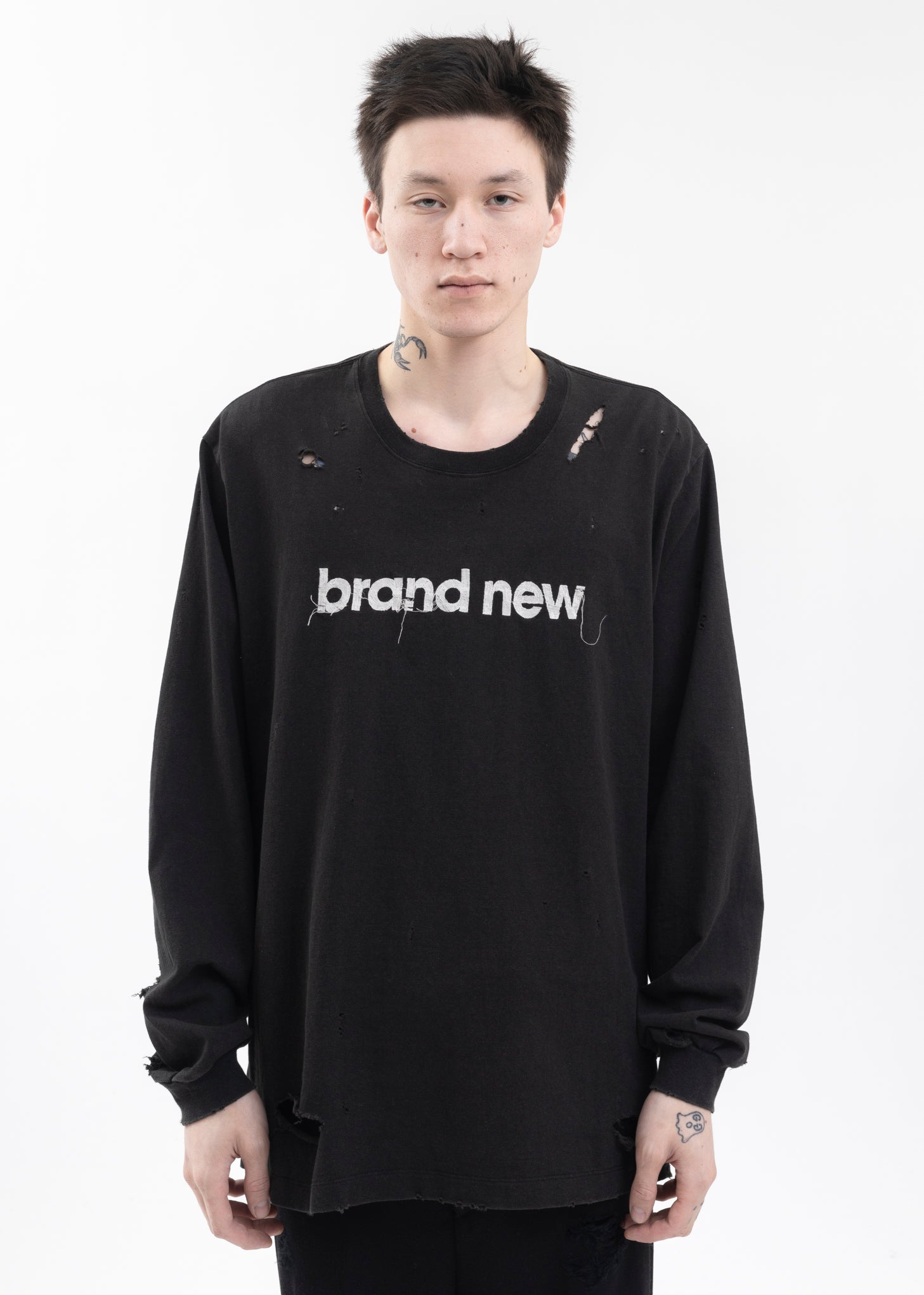 BLACK DESTROYED LONG SLEEVE T-SHIRT – 017 Shop