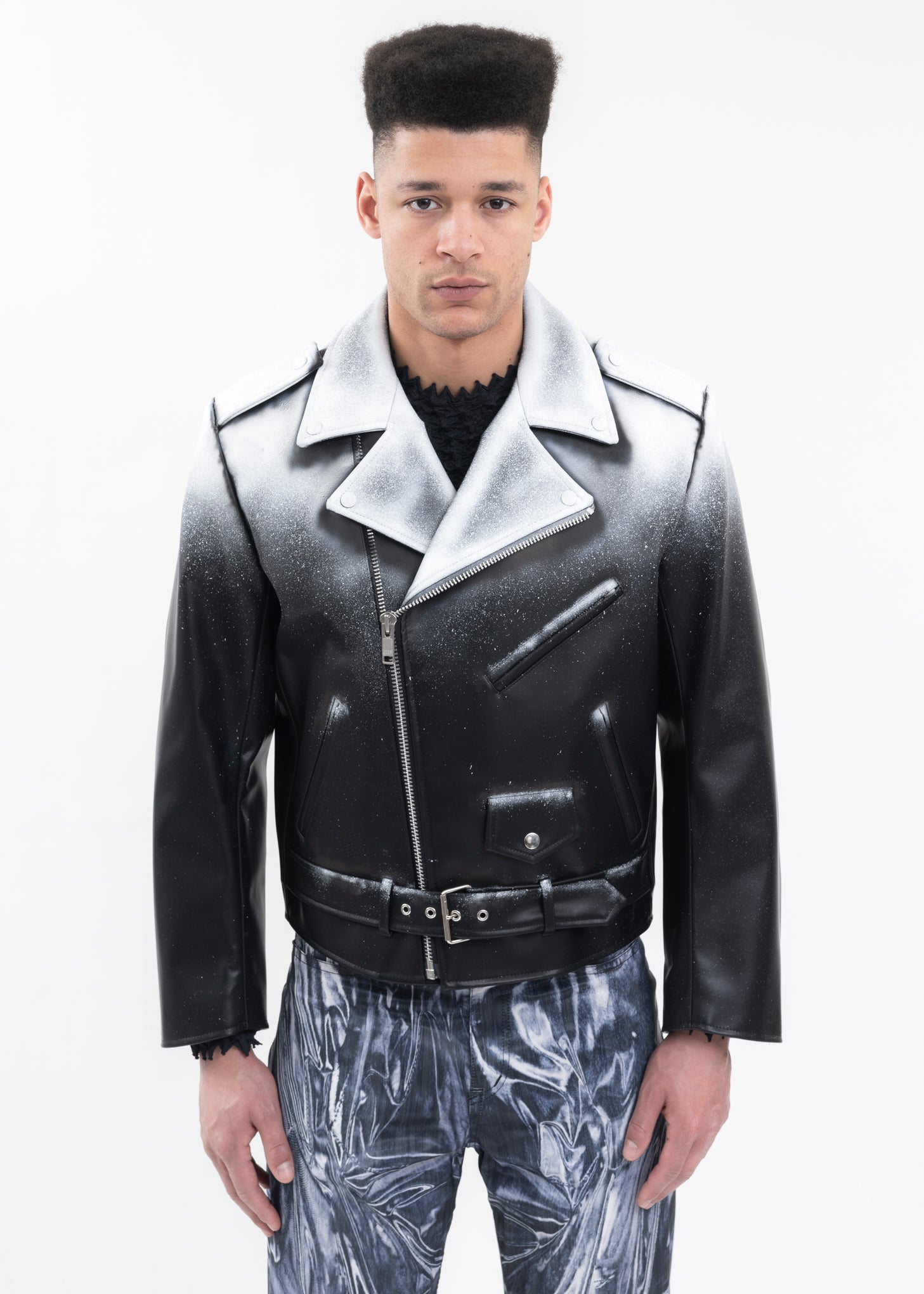 BLACK SNOW PAINTED RIDER'S JACKET – 017 Shop