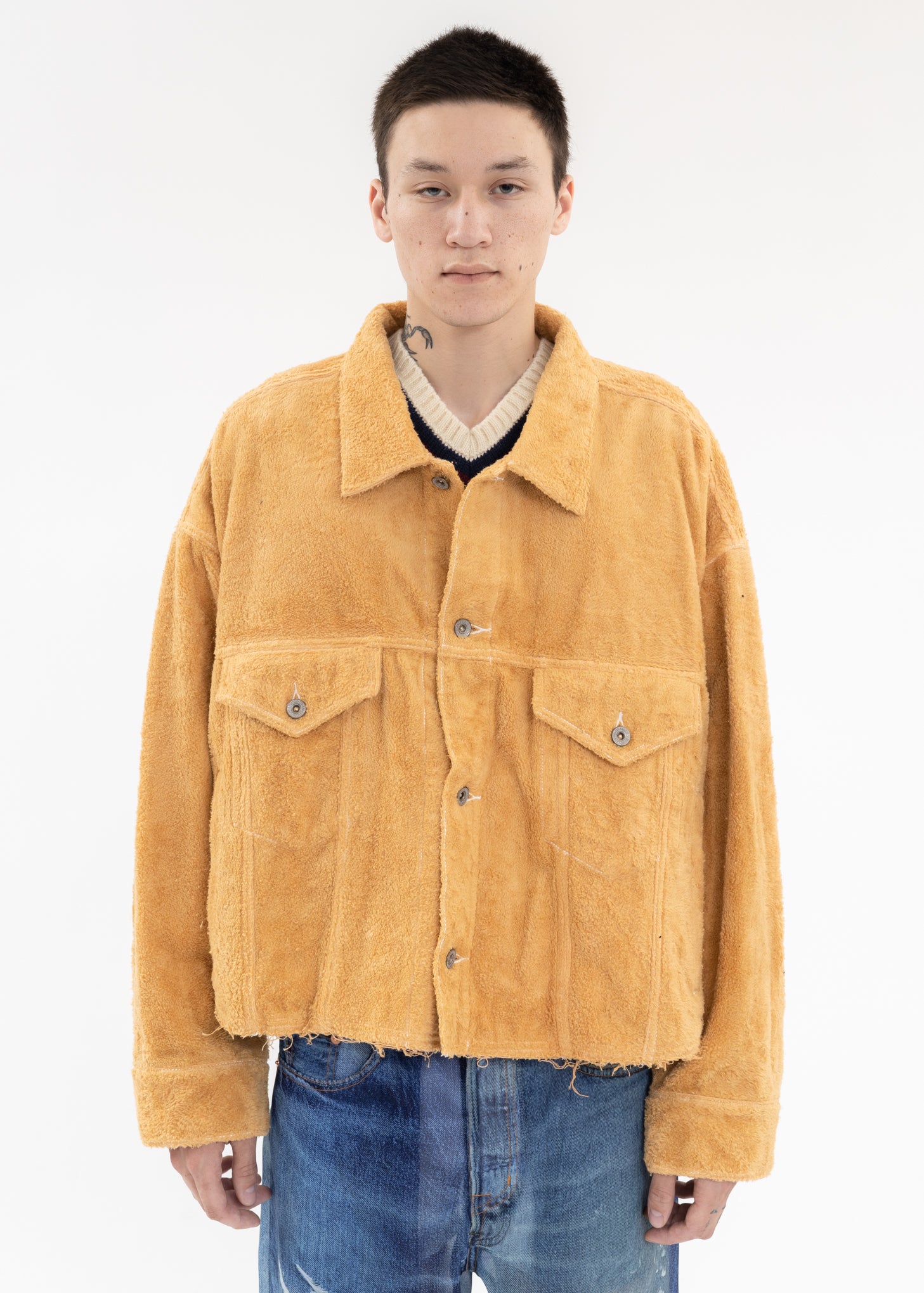 Beige CUT OFF FUZZY JACKET – 017 Shop