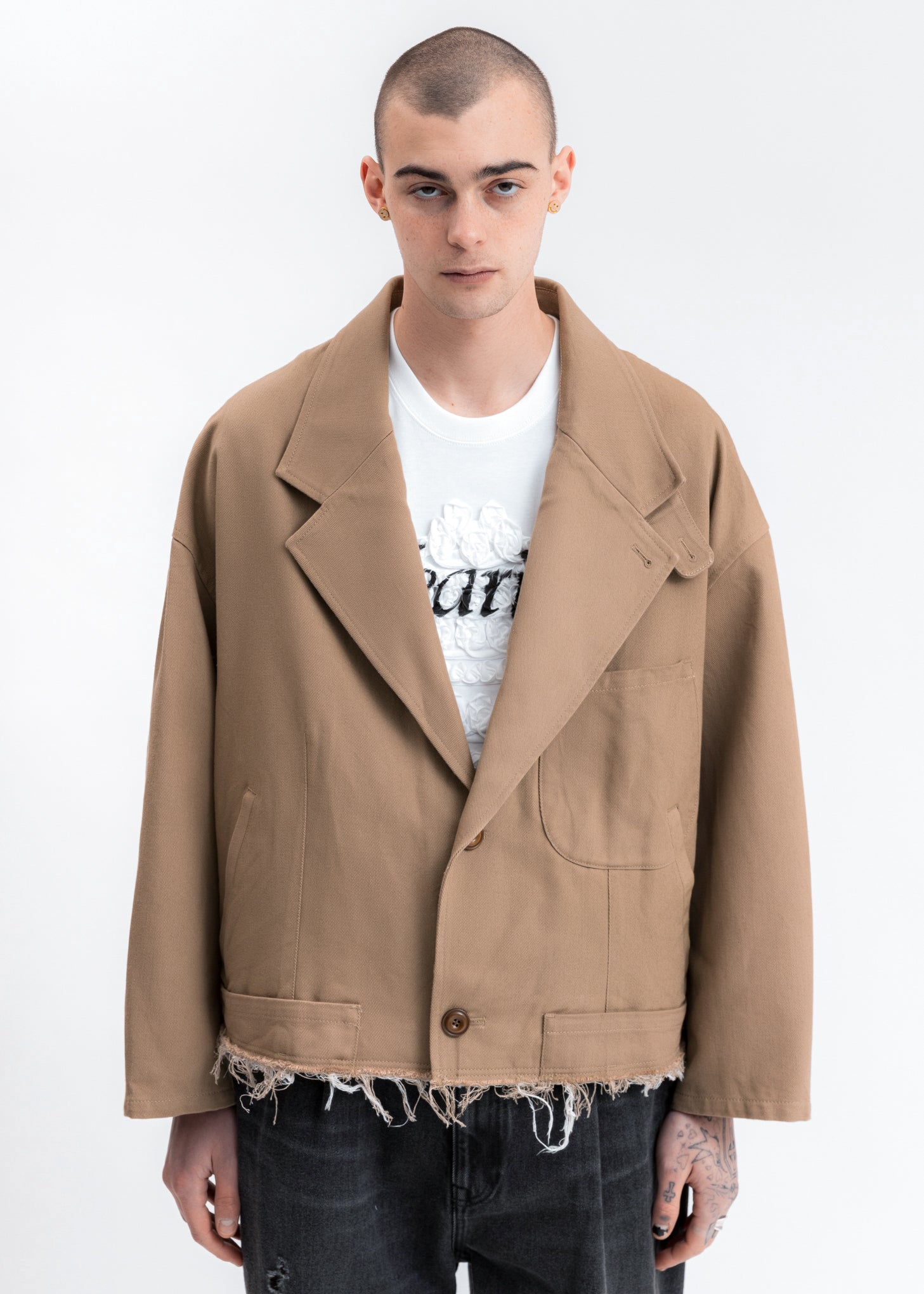 Beige Silk Chino Cut Off Jacket – 017 Shop