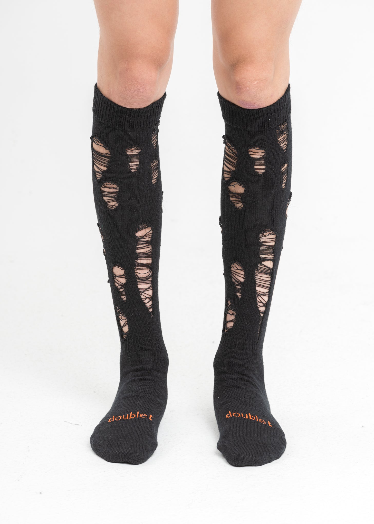 Black Damaged High Socks – 017 Shop
