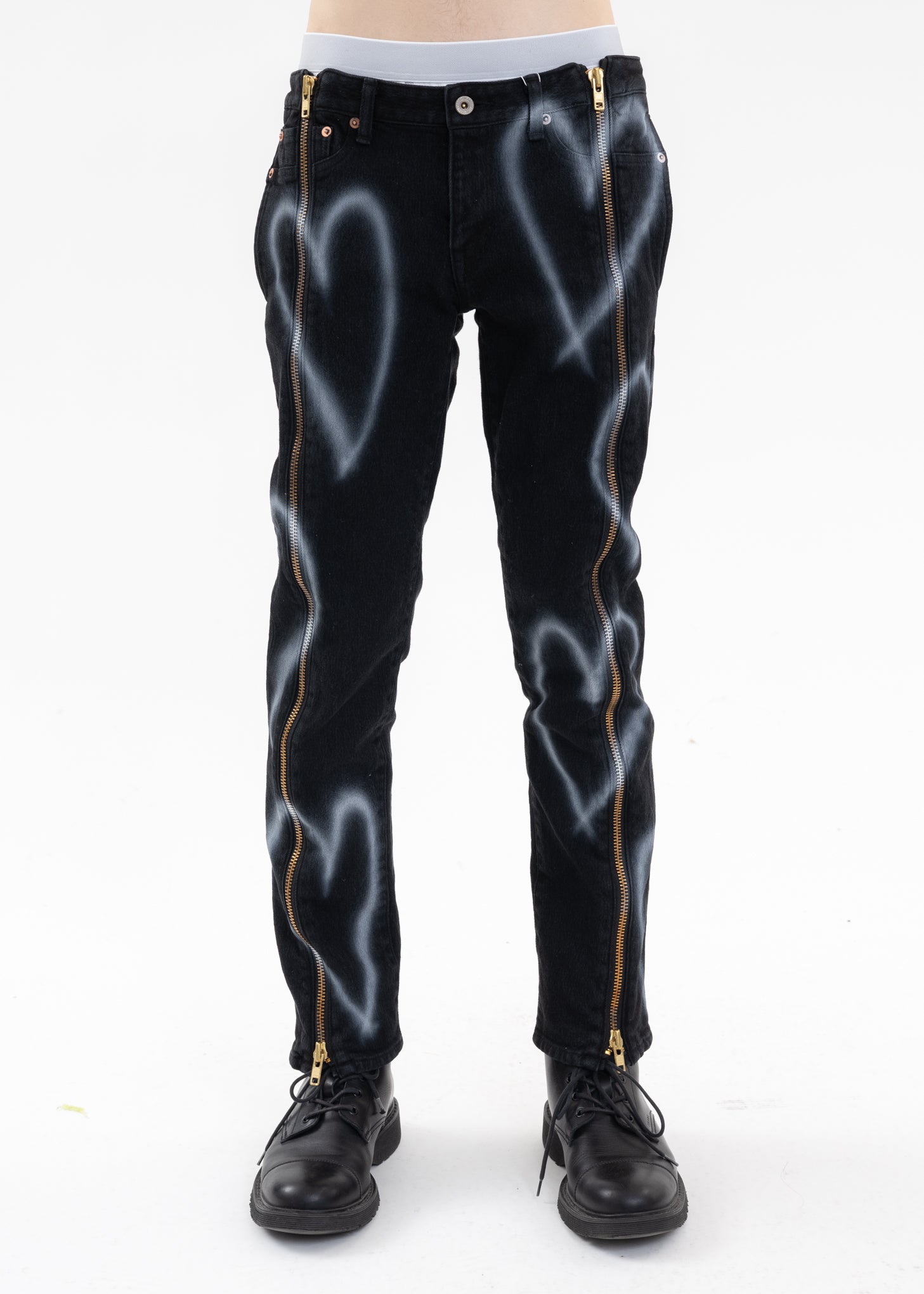 Black ZIP UP STRETCH DENIM PANTS – 017 Shop