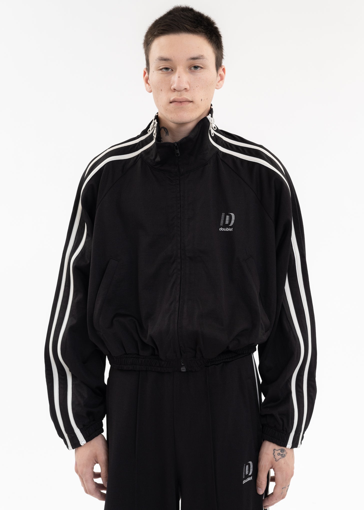 Black ZIP UP TRACK JACKET – 017 Shop