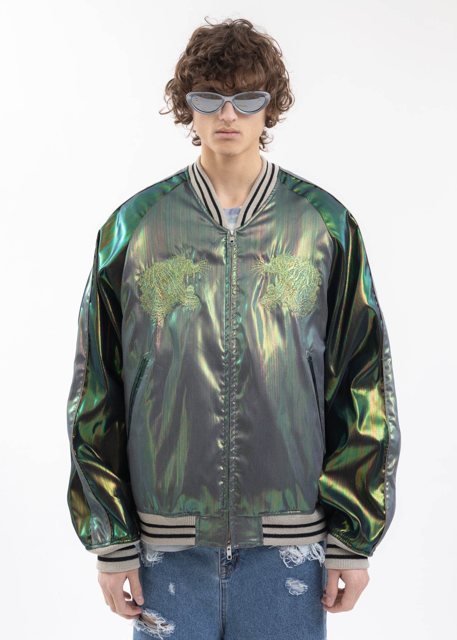 GREEN HOLOGRAM SOUVENIR JACKET – 017 Shop