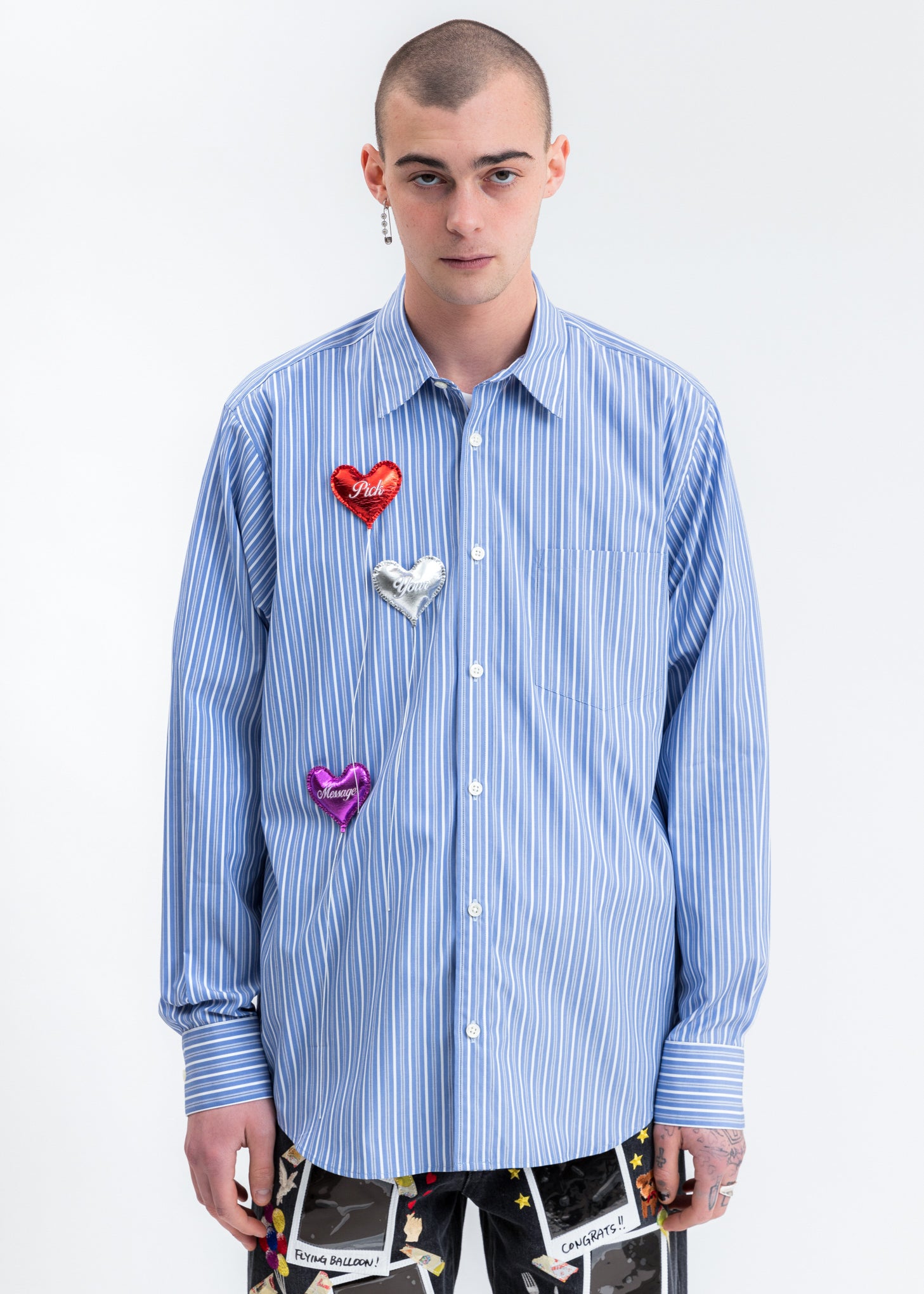 Light Blue Happy Balloons Stripe Shirt – 017 Shop