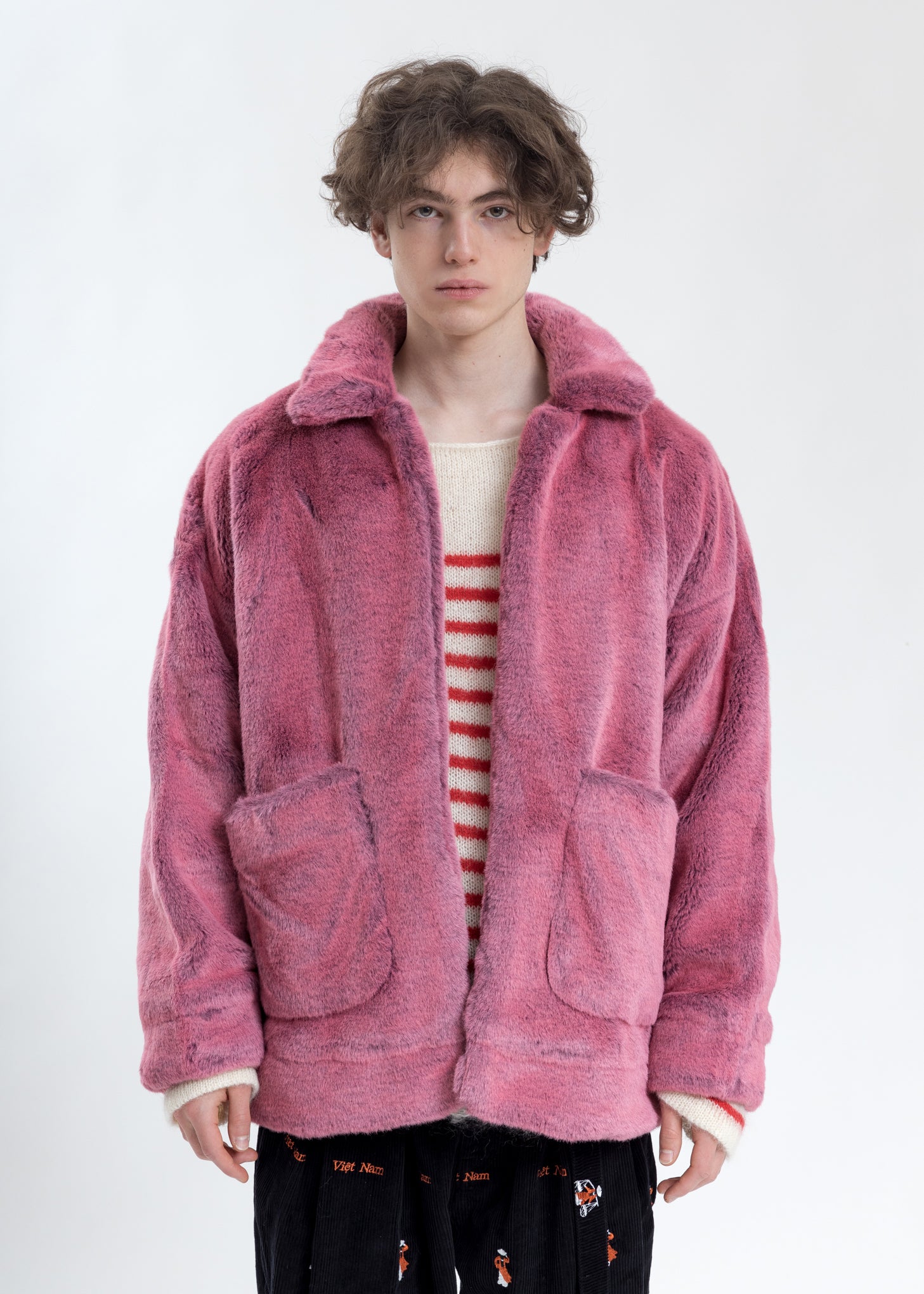 Pink Hand-Painted Fur Jacket – 017 Shop