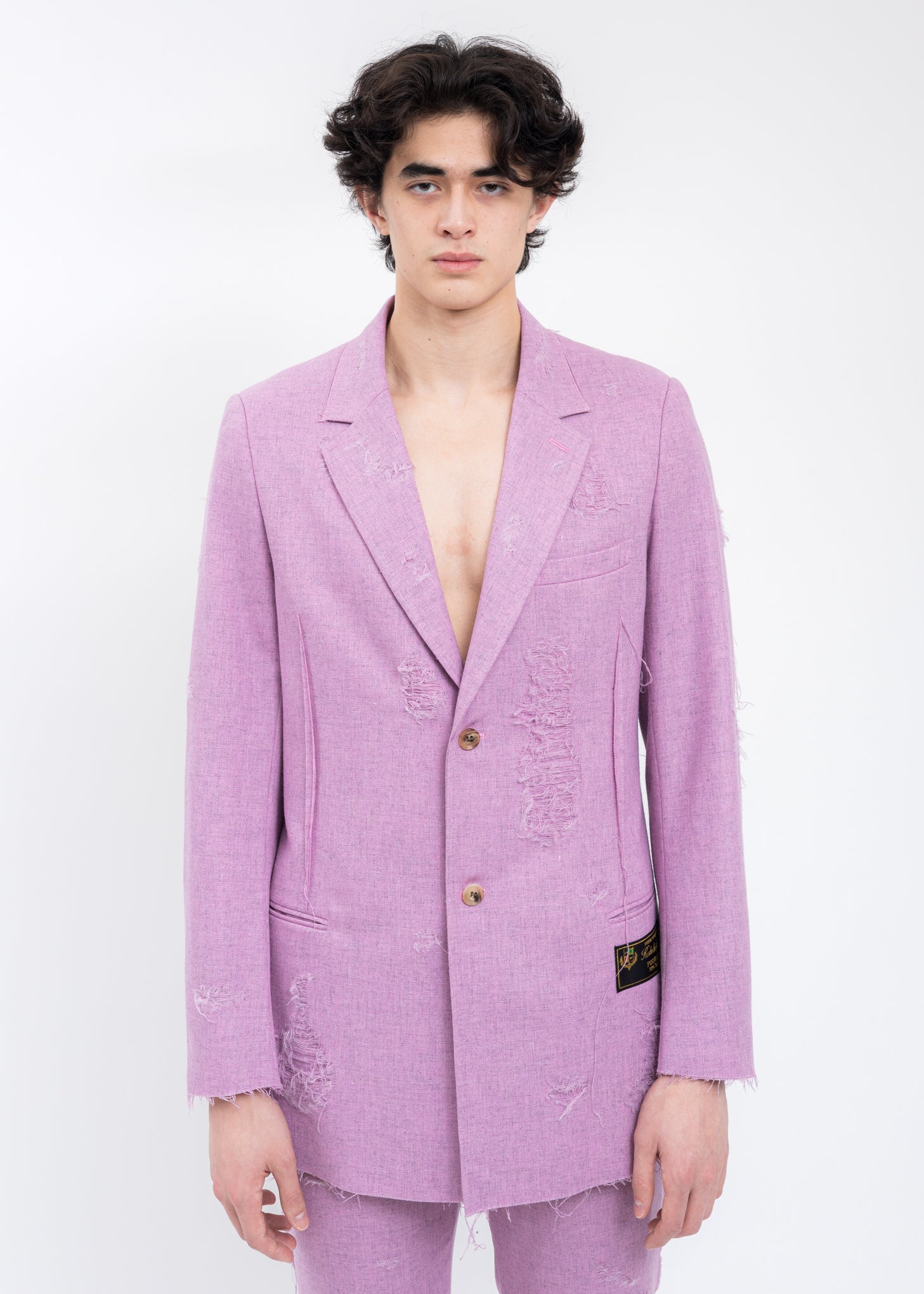 Pink RECYCLE WOOL DAMAGED Jacket – 017 Shop