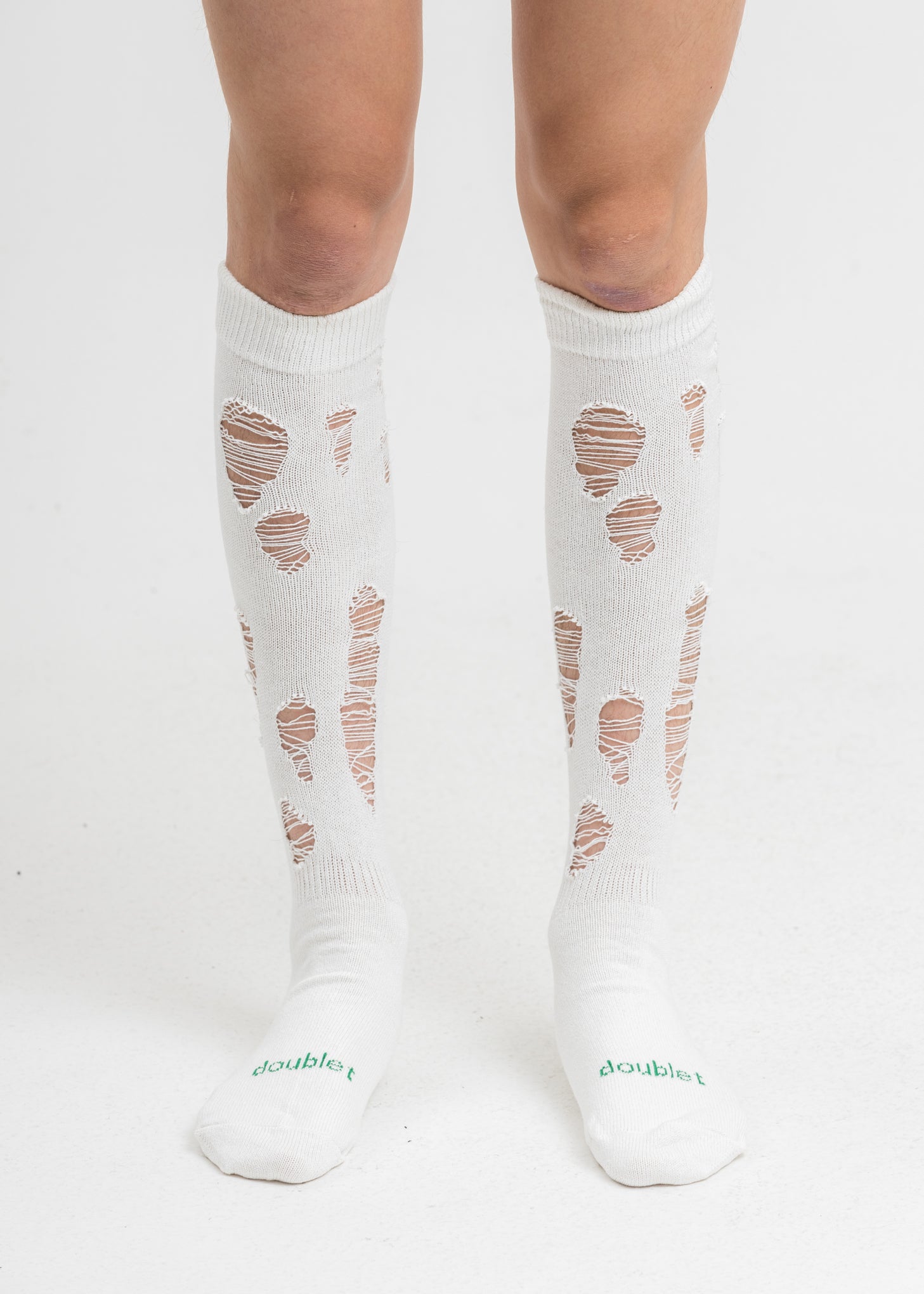 White Damaged High Socks – 017 Shop