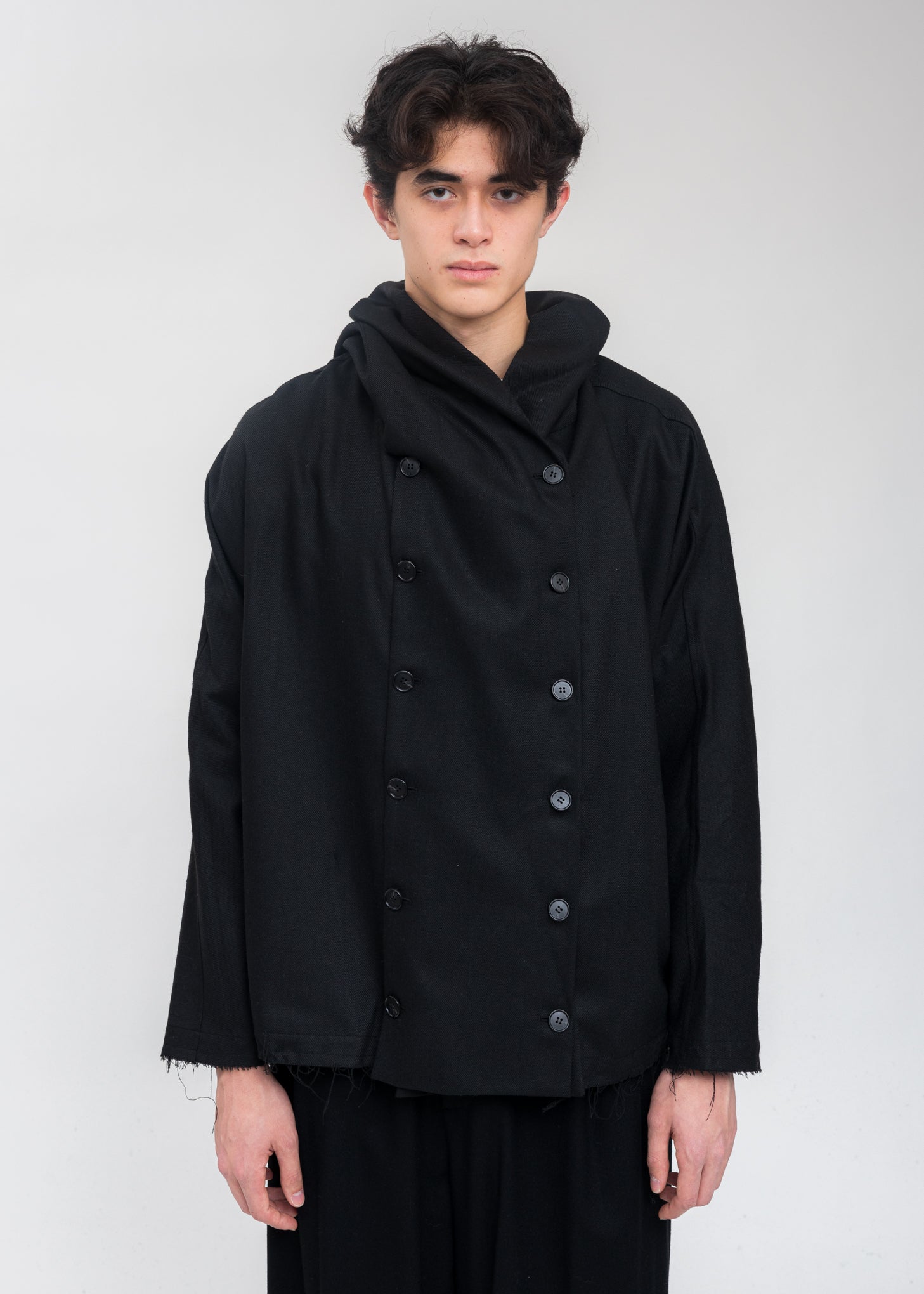 Black Wool Muffler Jacket – 017 Shop