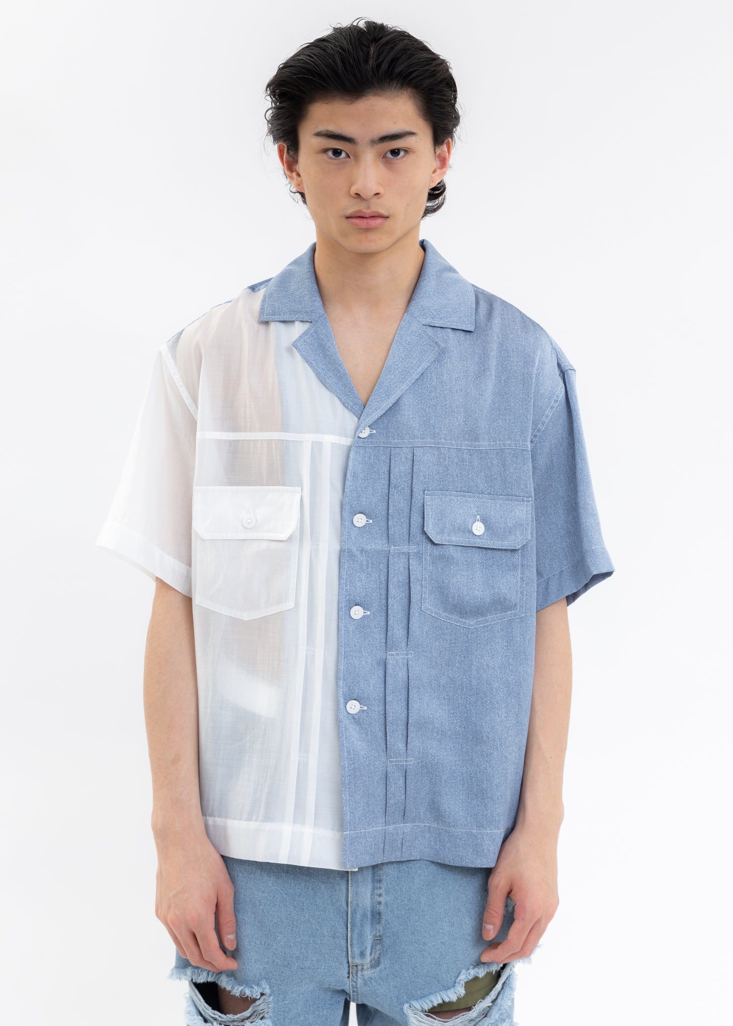 BLUE / WHITE TRANSPARENT TWO TONE SHIRT – 017 Shop