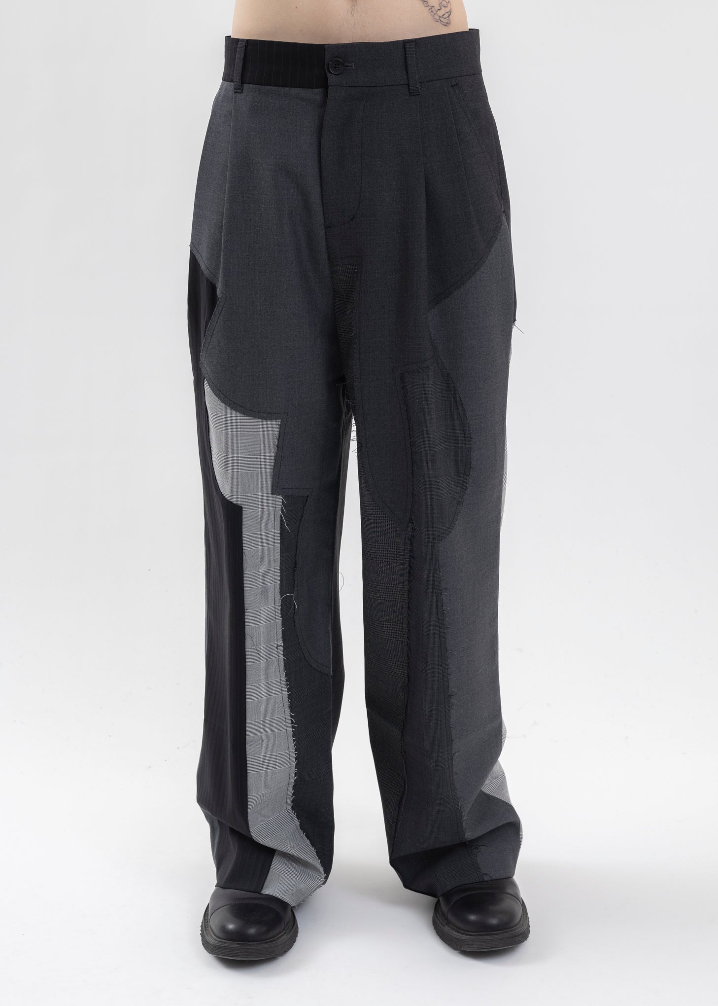 GREY PATCHWORK TROUSER – 017 Shop