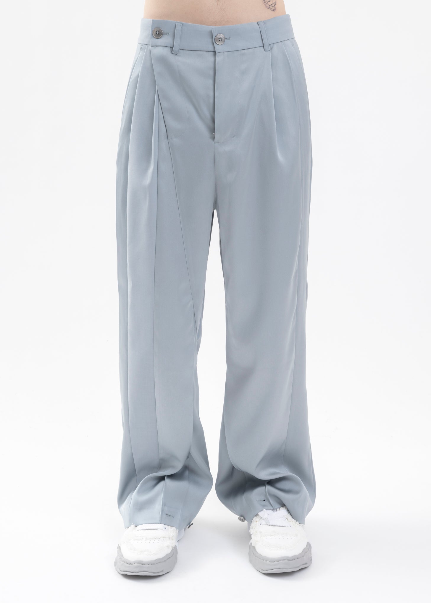 GREY SATIN DECONSTRUCTED PANTS – 017 Shop