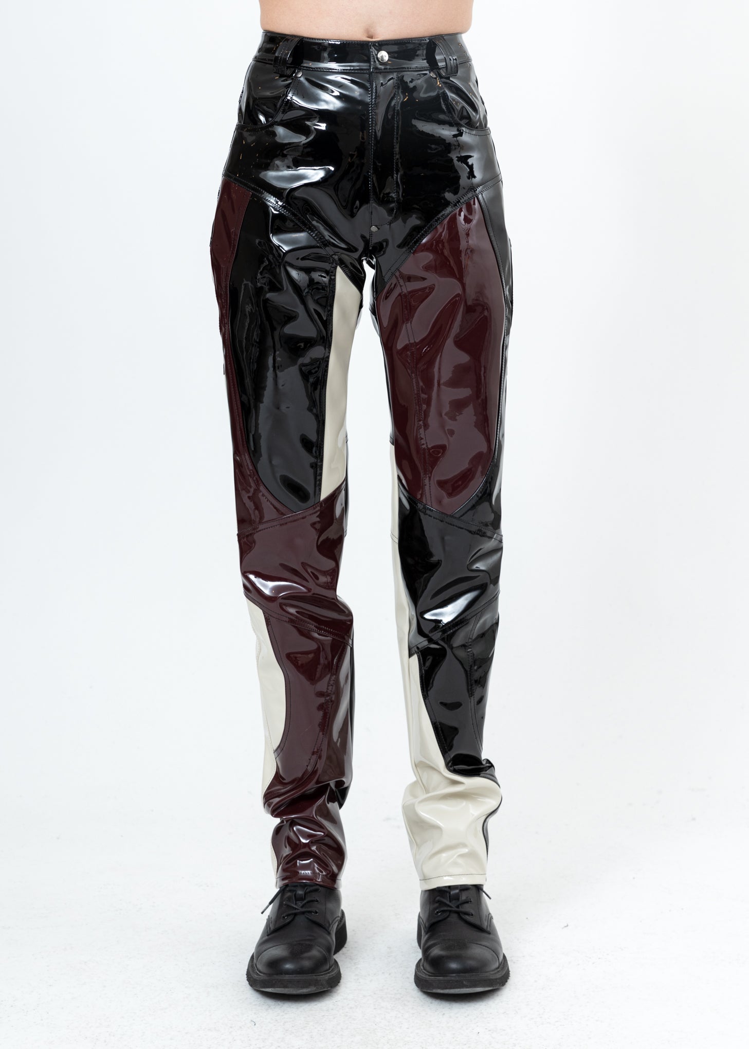 Patchwork Vinyl Trousers – 017 Shop