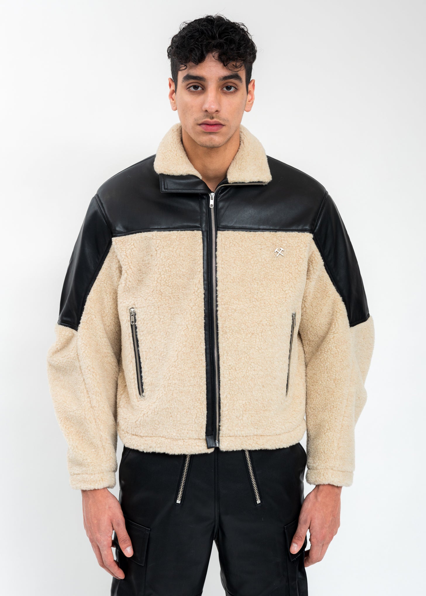 Beige Two Tone Fleece Jacket – 017 Shop