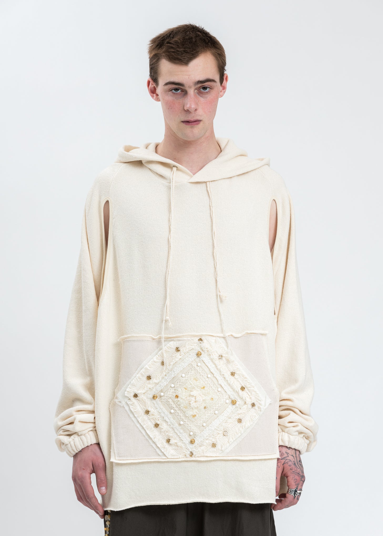 Ivory Beaded Hoodie – 017 Shop