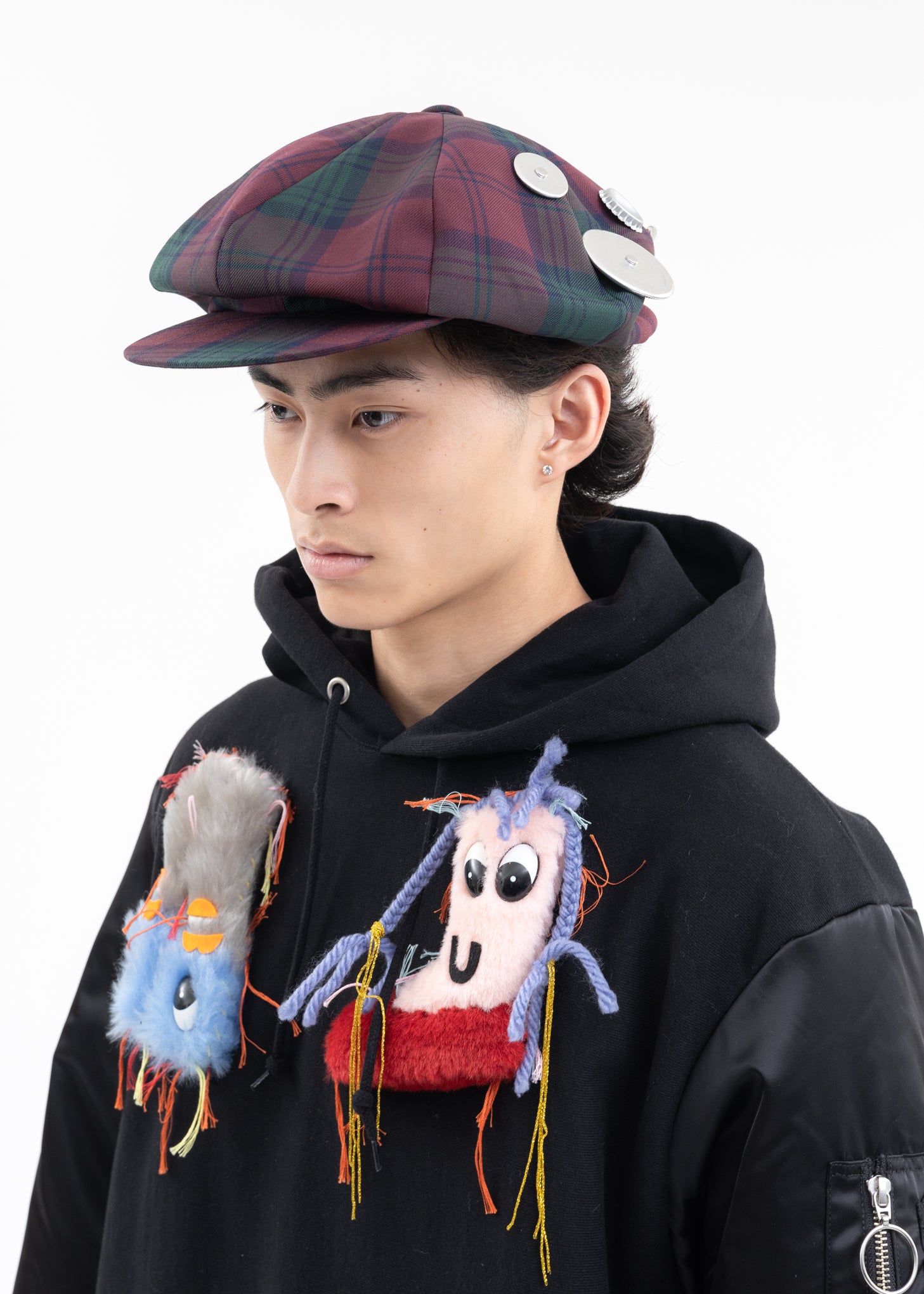 Red/Green Tartan Check Metal Badges Casquette KIDILL × CA4LA Collabora ...