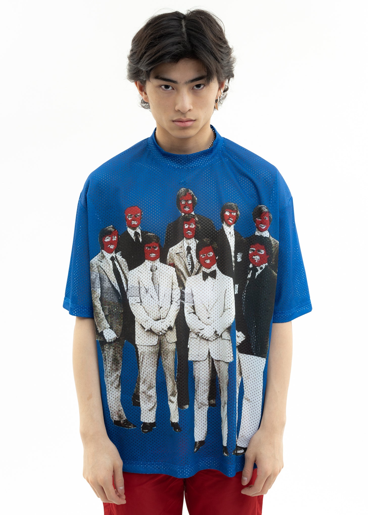 Blue Net T-Shirt With Print – 017 Shop