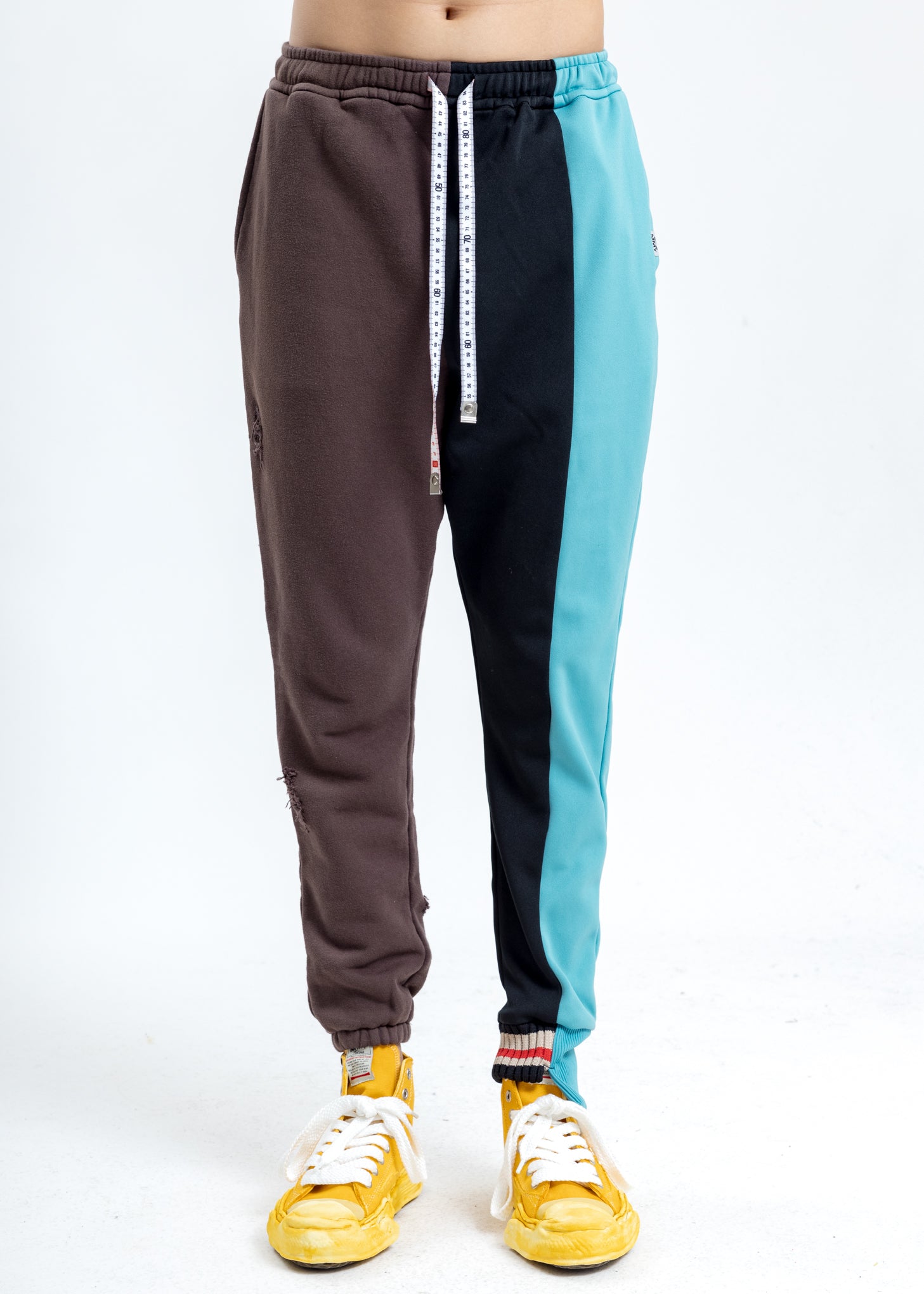 Brown Combined Damaged Pants – 017 Shop