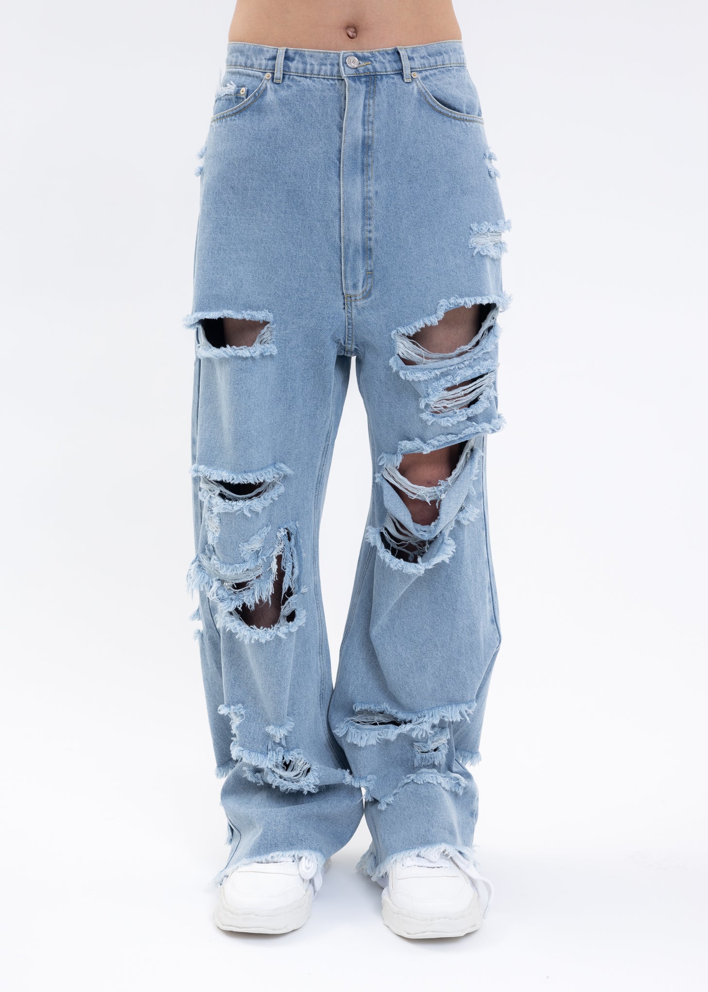 PIXEL HEART LIGHT WASH DENIM RAGGED JEANS – 017 Shop