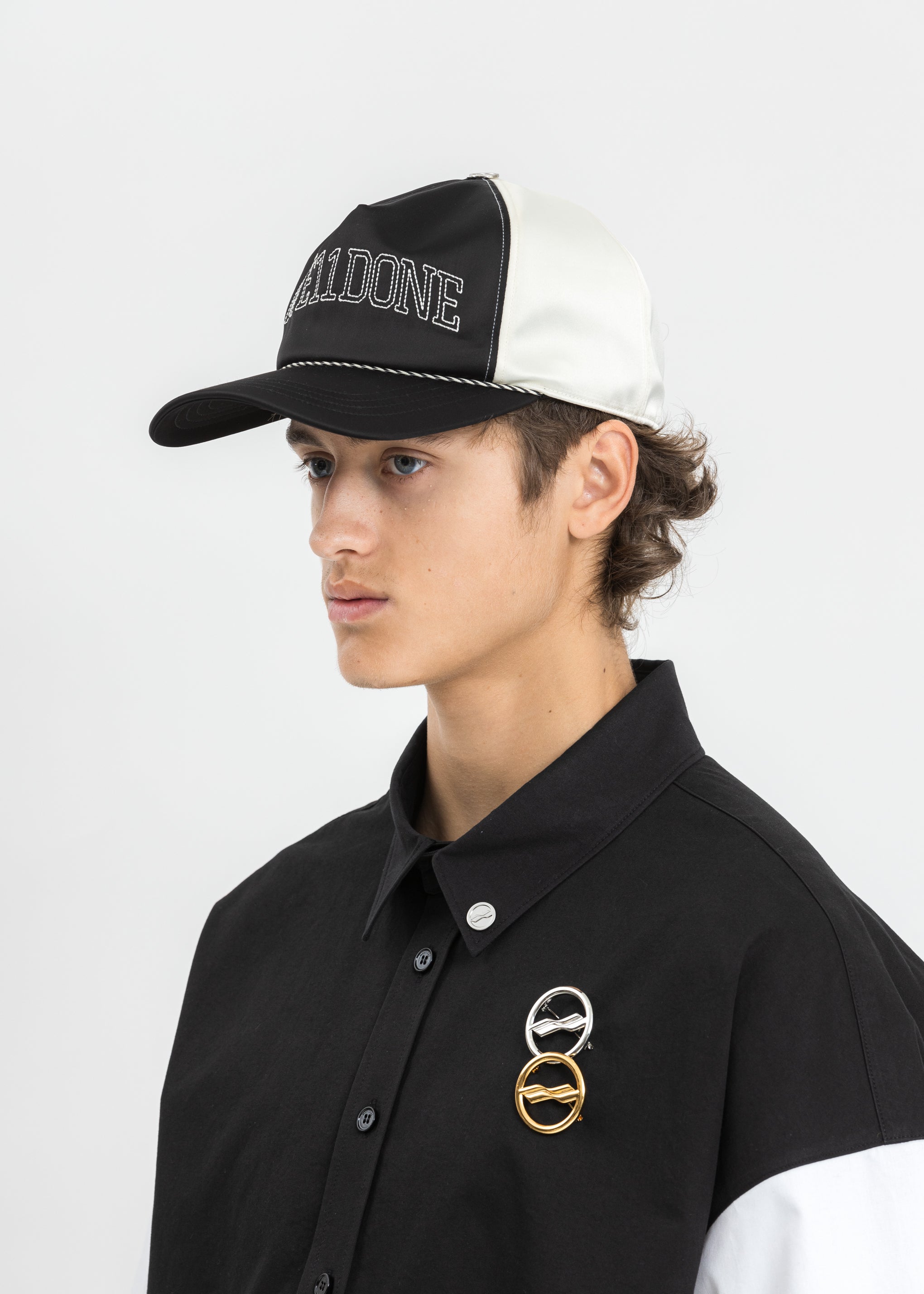 Black Lettering Satin Cap – 017 Shop