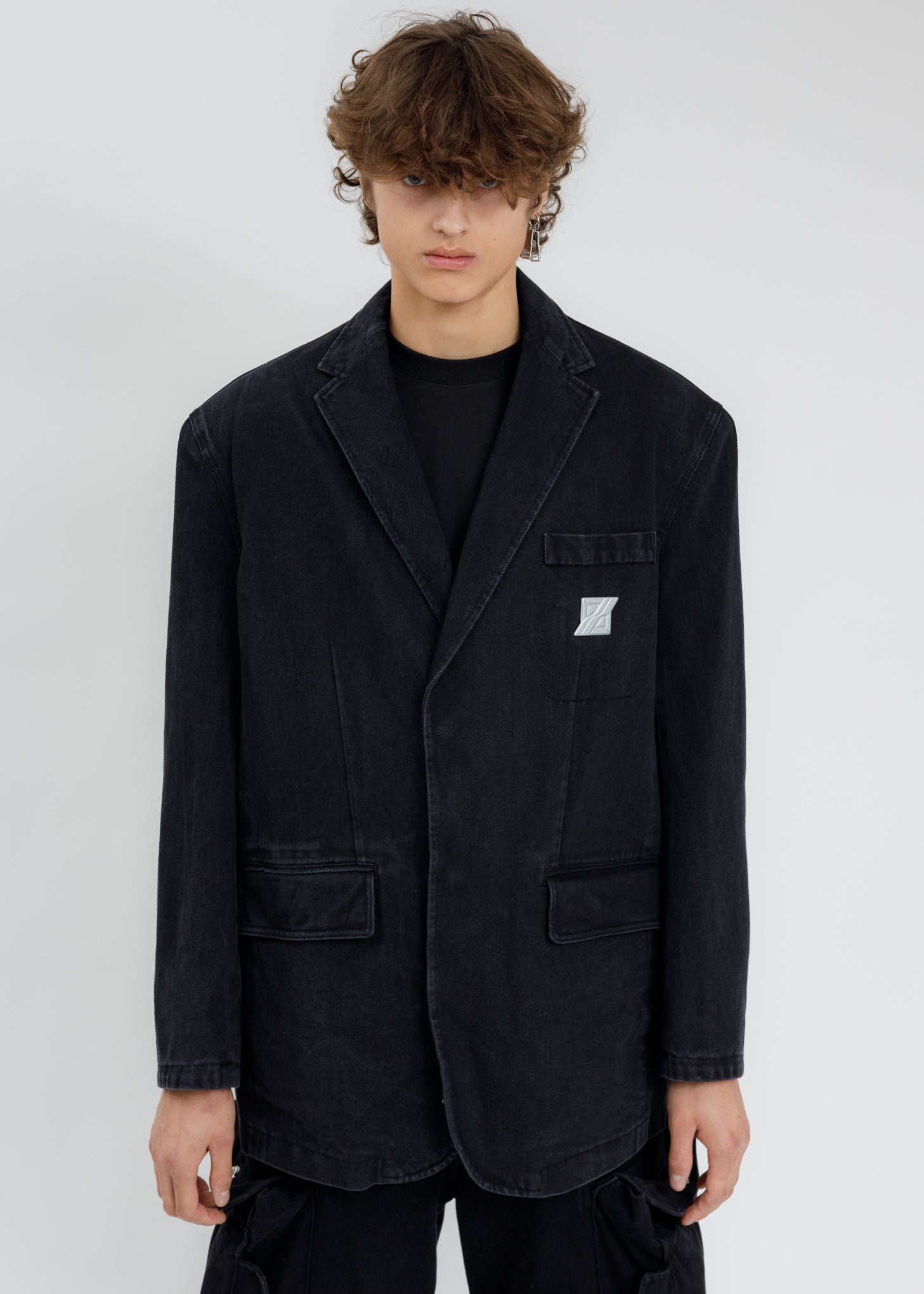 Black Over Sized Washed Denim Blazer – 017 Shop