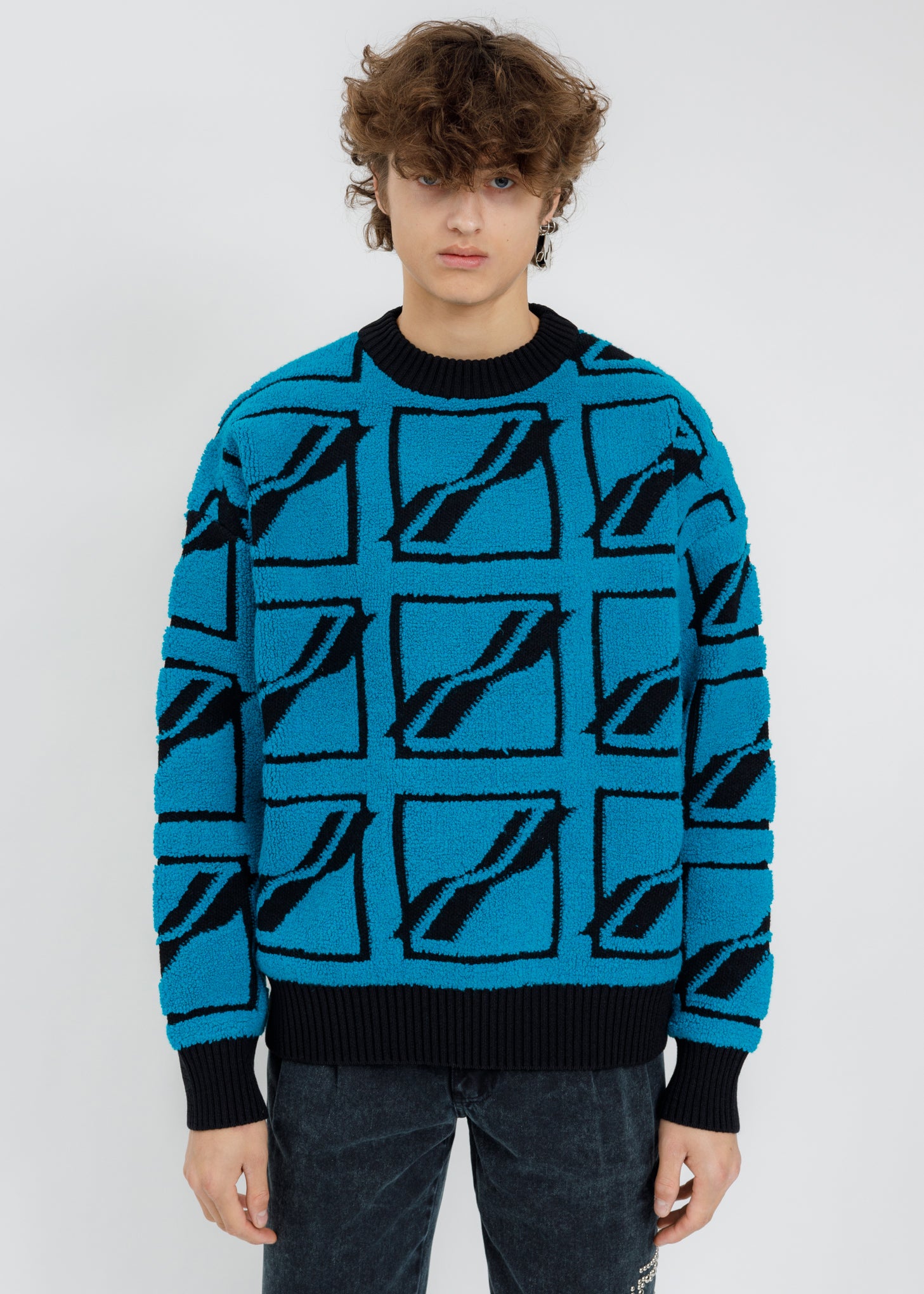Mnit Square Logo All Over Pile Knit Jumper – 017 Shop
