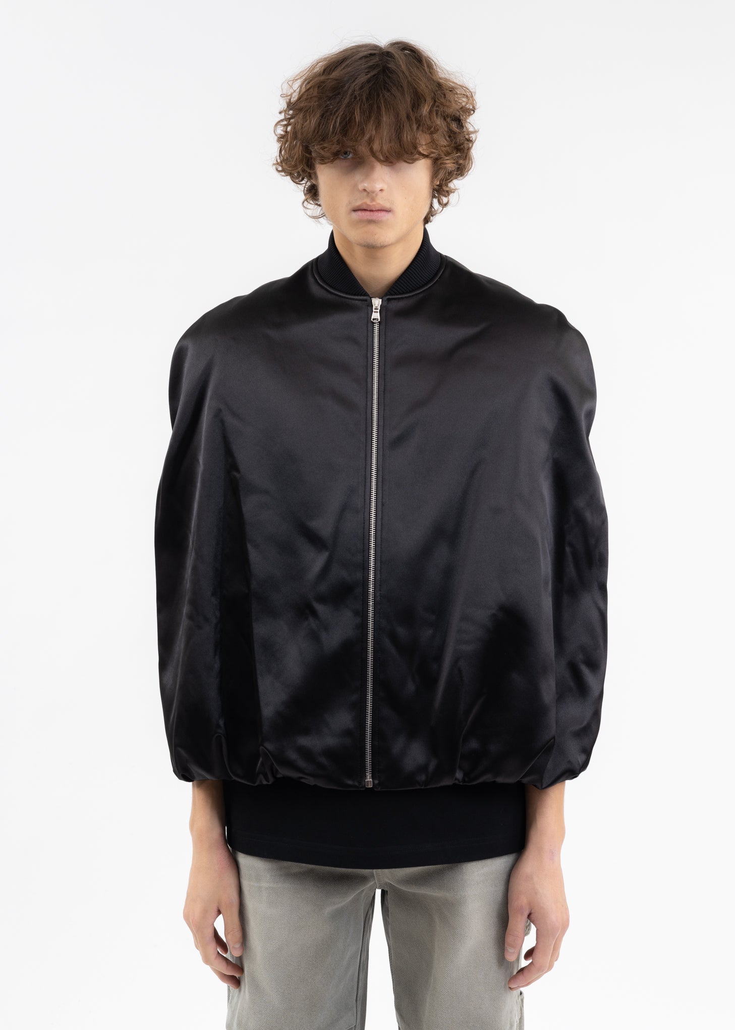 BLACK CAPE SHAPE BOMBER JACKET – 017 Shop