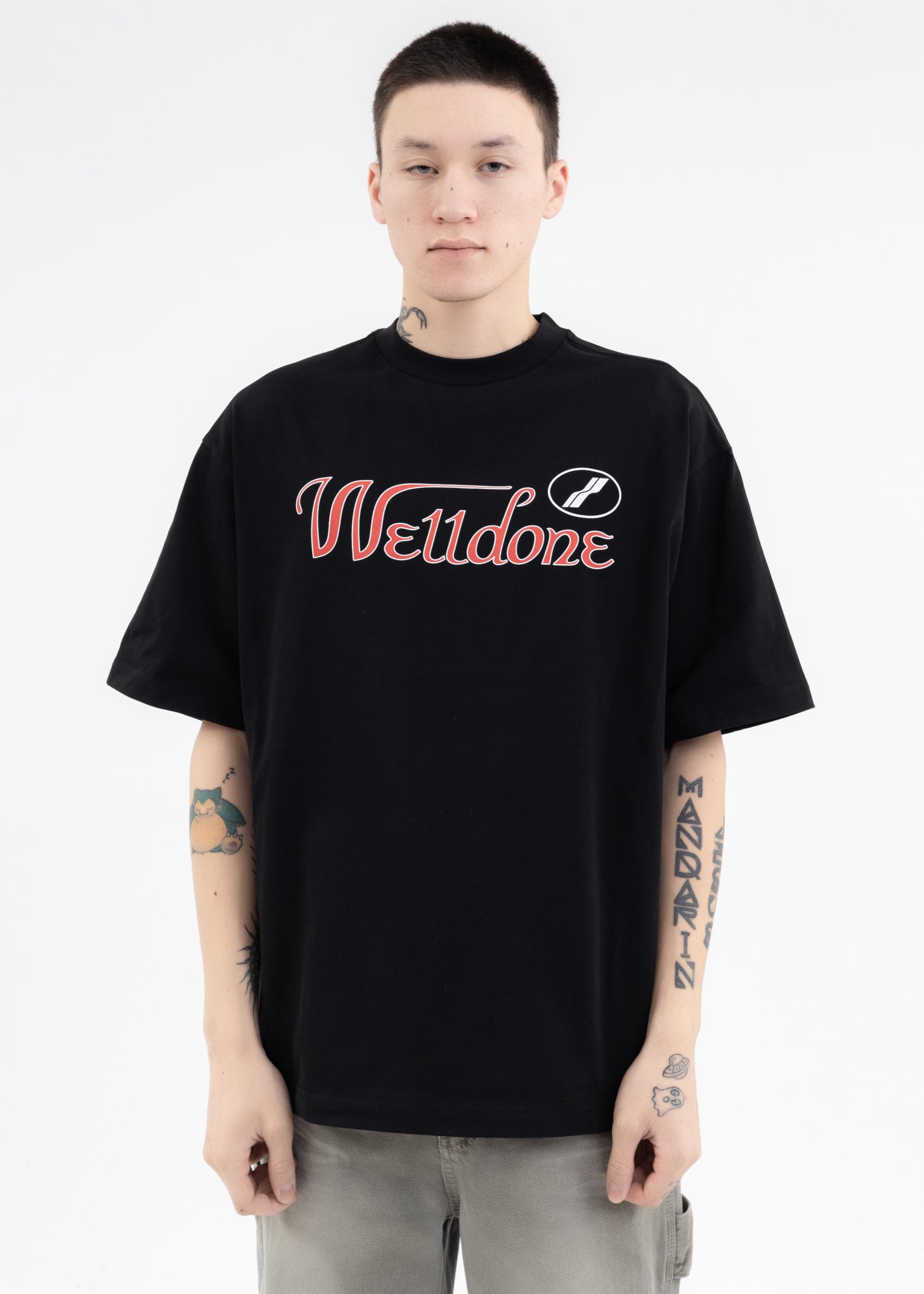 BLACK COLORFUL CURSIVE LOGO T-SHIRT – 017 Shop