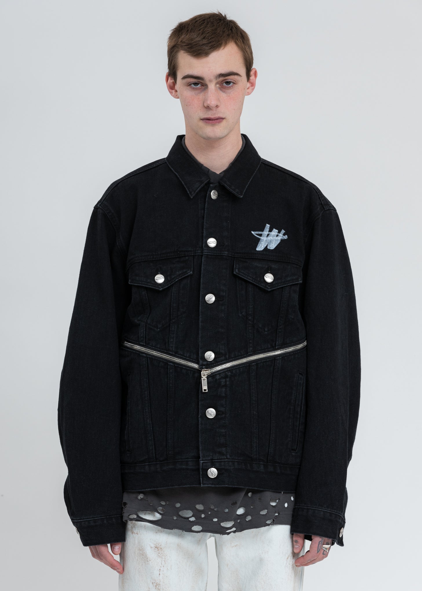 Black Denim WD Logo Zipper Detail Jacket – 017 Shop