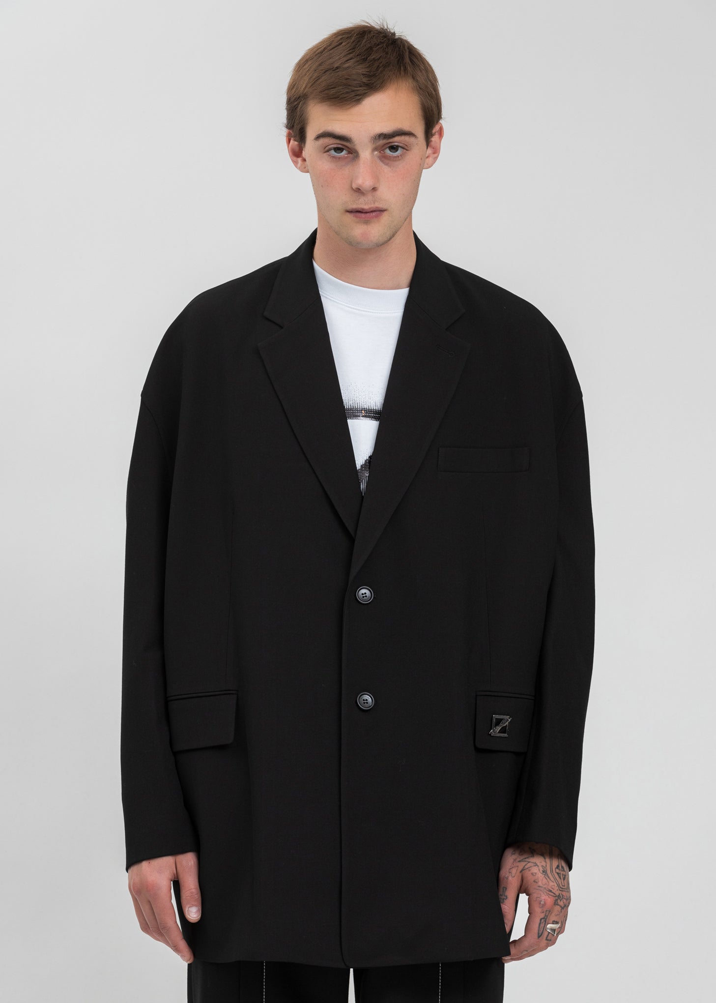Black Oversized Single Jacket – 017 Shop