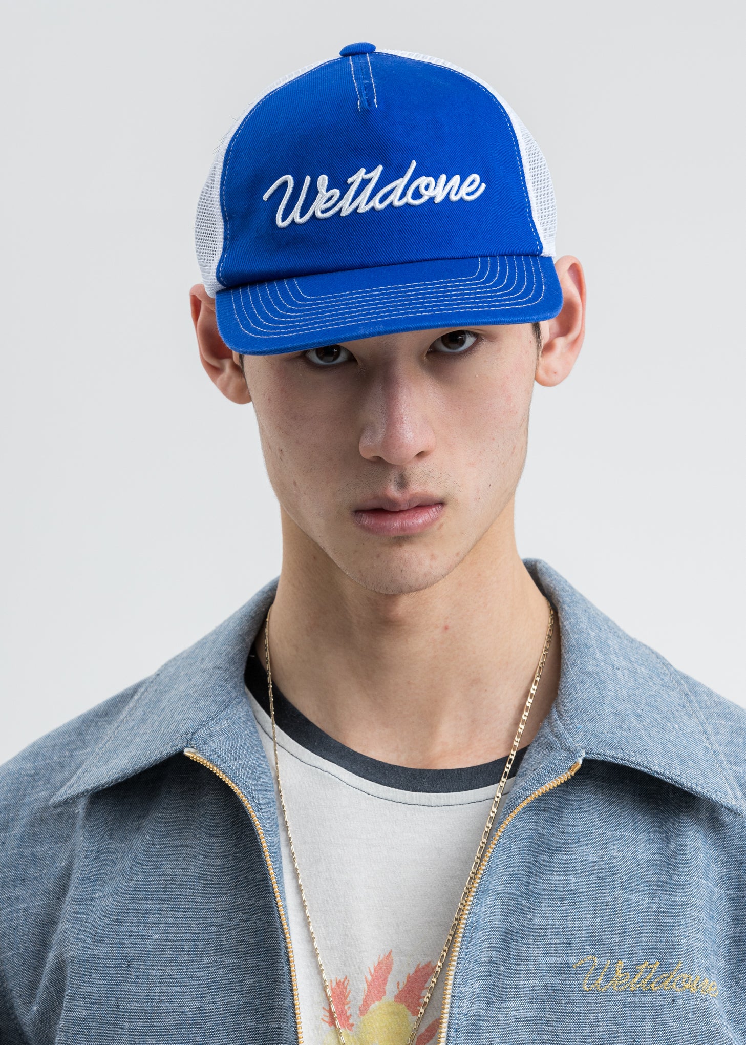 Blue Big Logo Embroidered Cap – 017 Shop