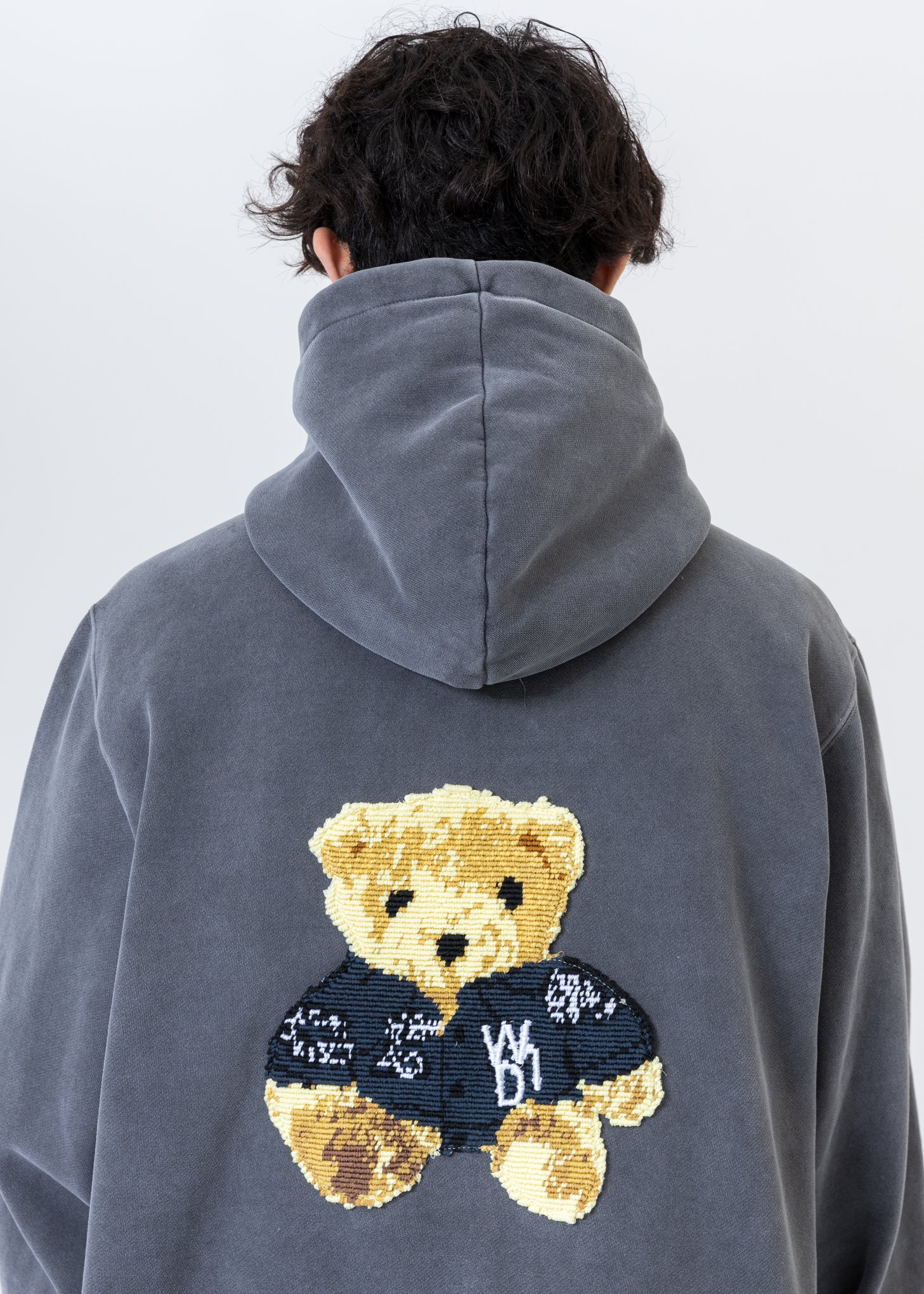 Charcoal Embroidered Teddy Zip-Up Hoodie – 017 Shop