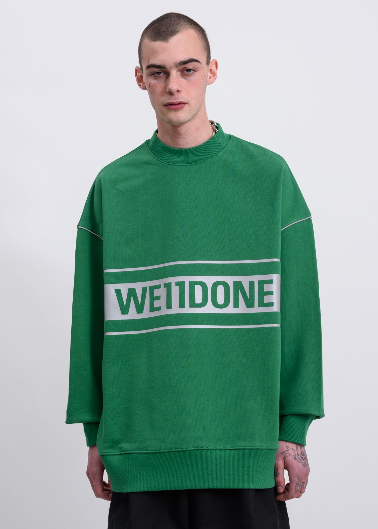 Green Reflective Logo Pullover Sweater – 017 Shop