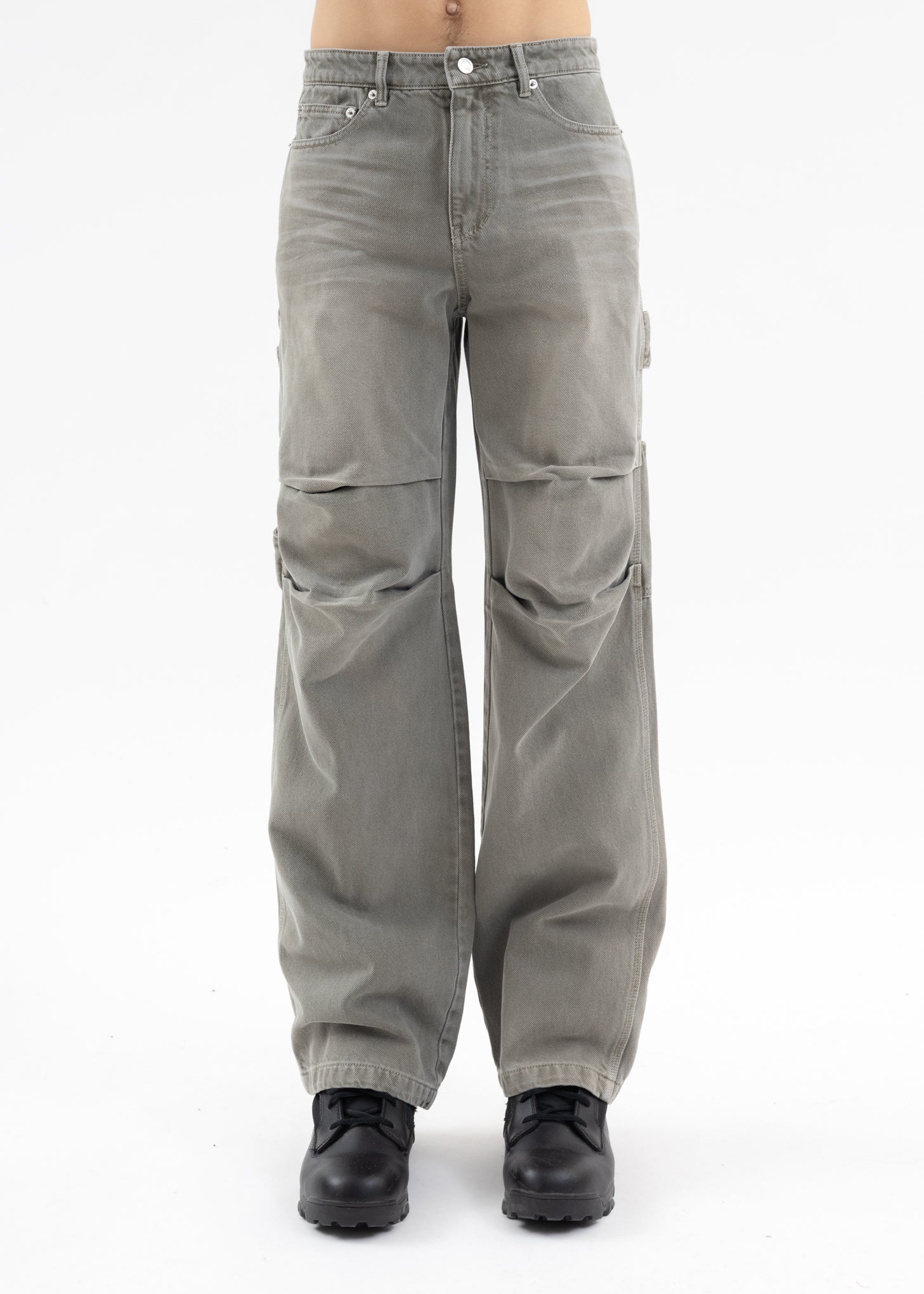 KHAKI WIDE CARPENTER PANTS – 017 Shop
