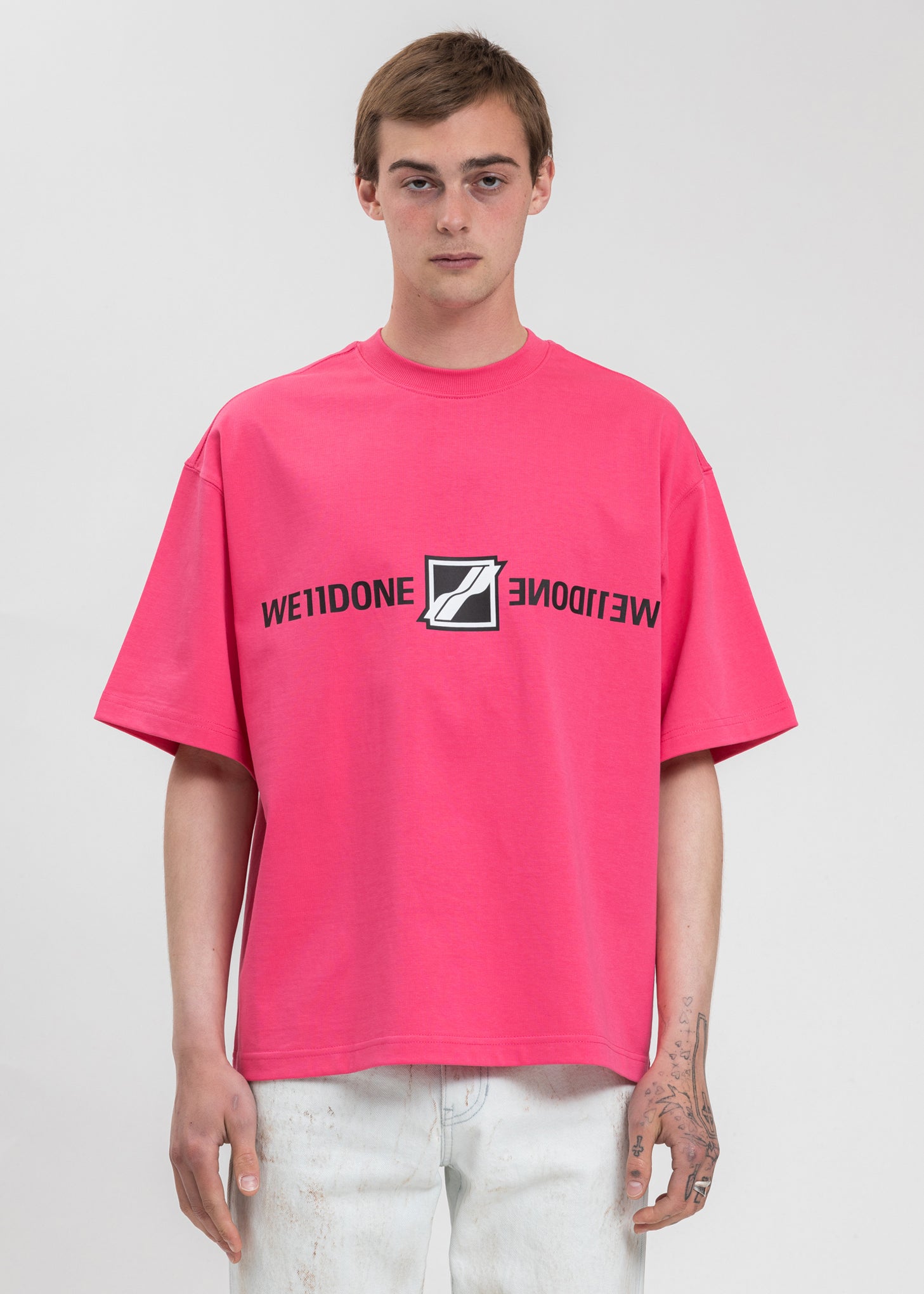 Neon Pink Mirror Logo T-Shirt – 017 Shop