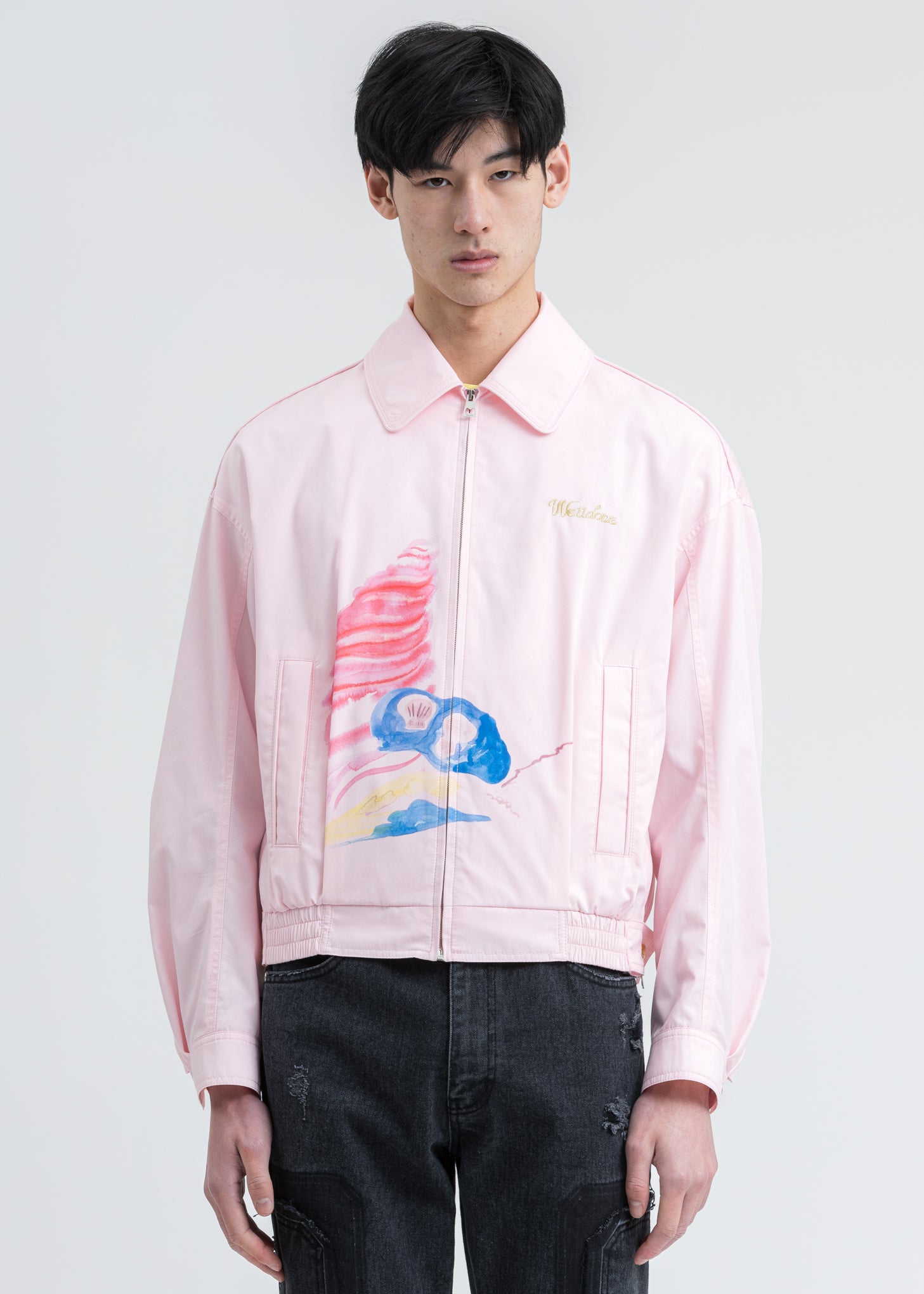 Pink Logo Embroidery and Piping Printed Jacket – 017 Shop