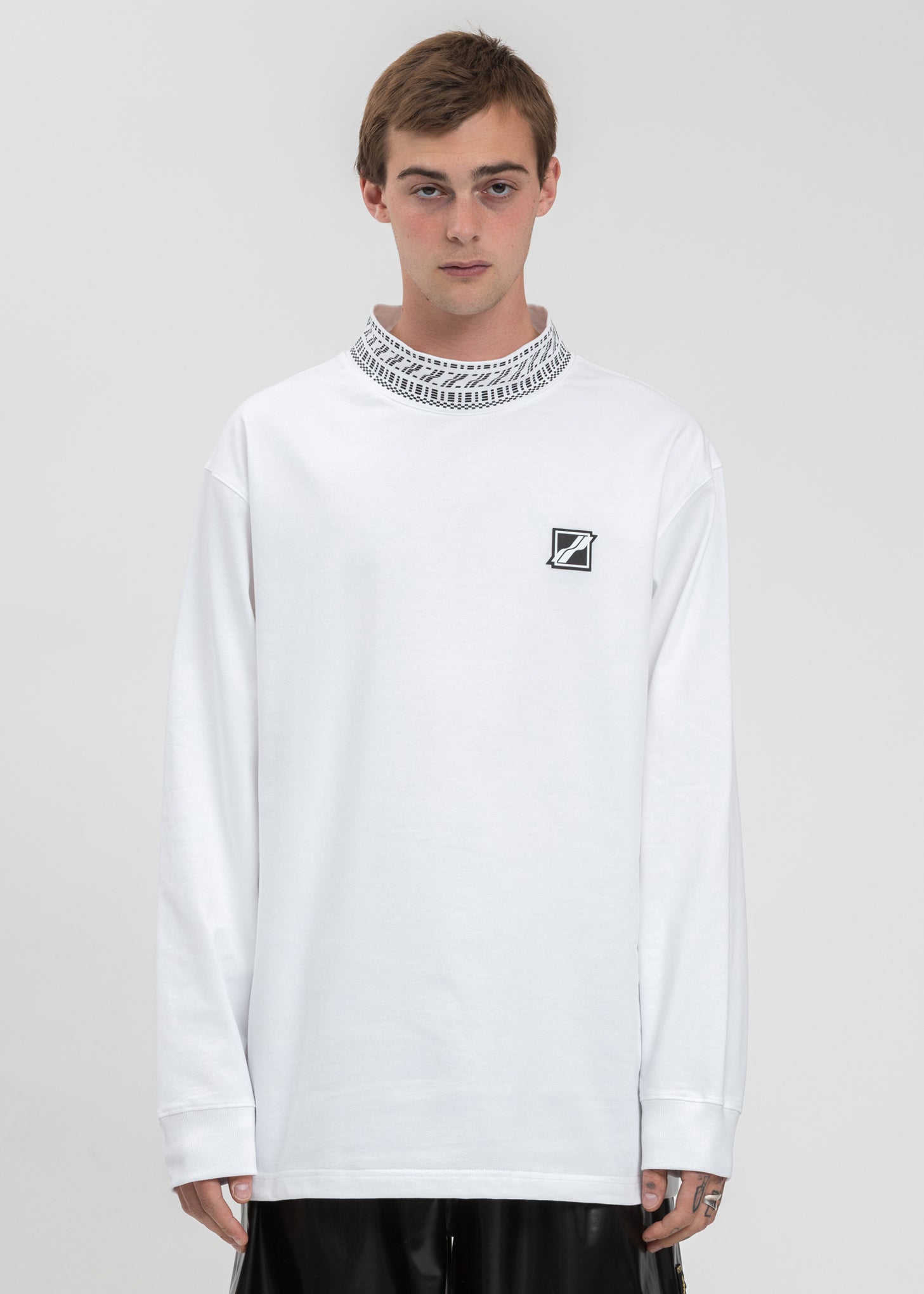 White High Neck Logo Long Sleeves – 017 Shop