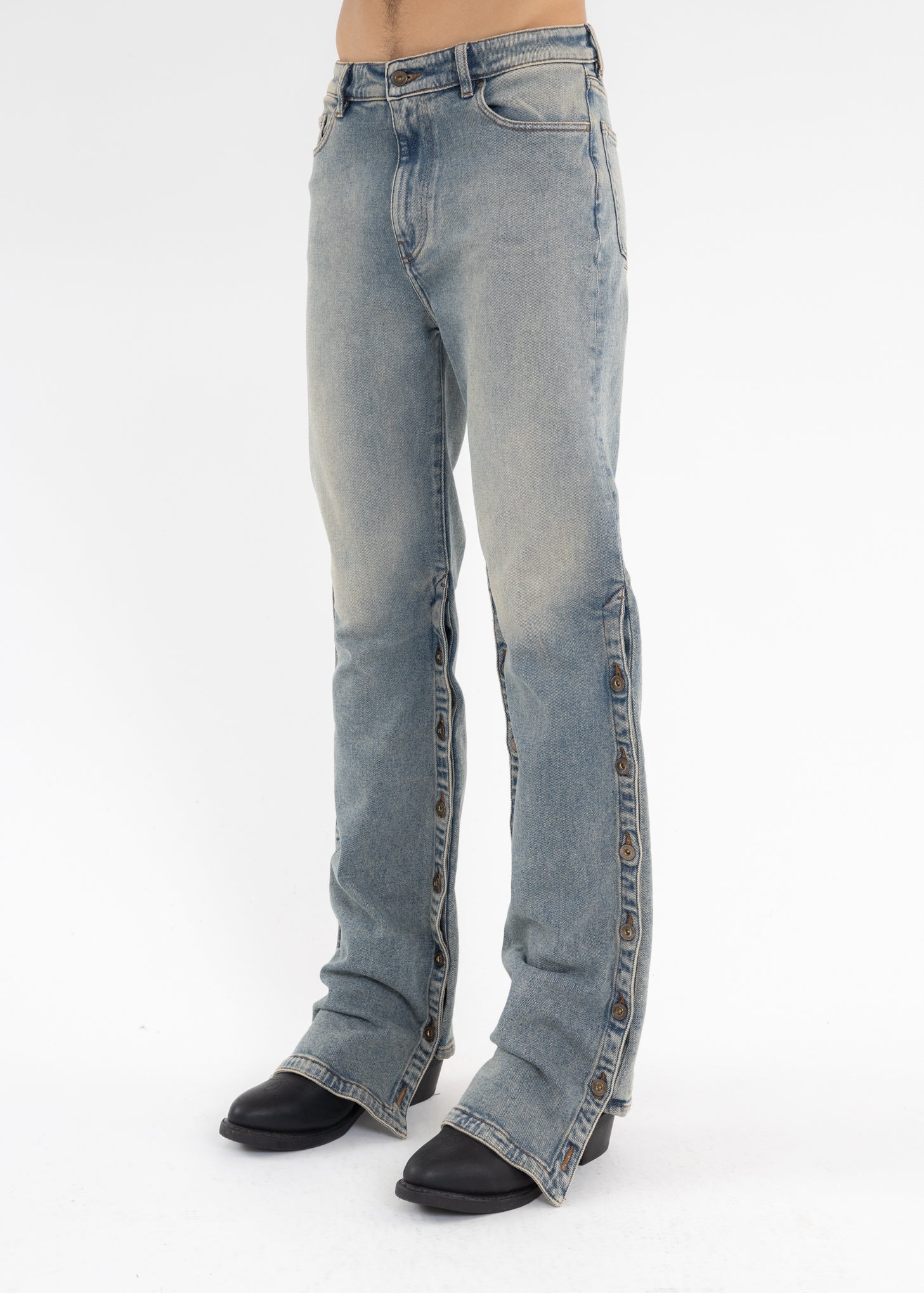 Blue BUTTON LEG JEANS – 017 Shop