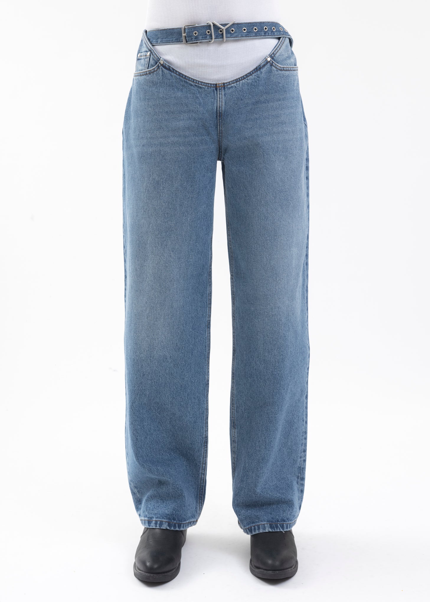 FADED BLUE Y BELT ARC JEANS – 017 Shop