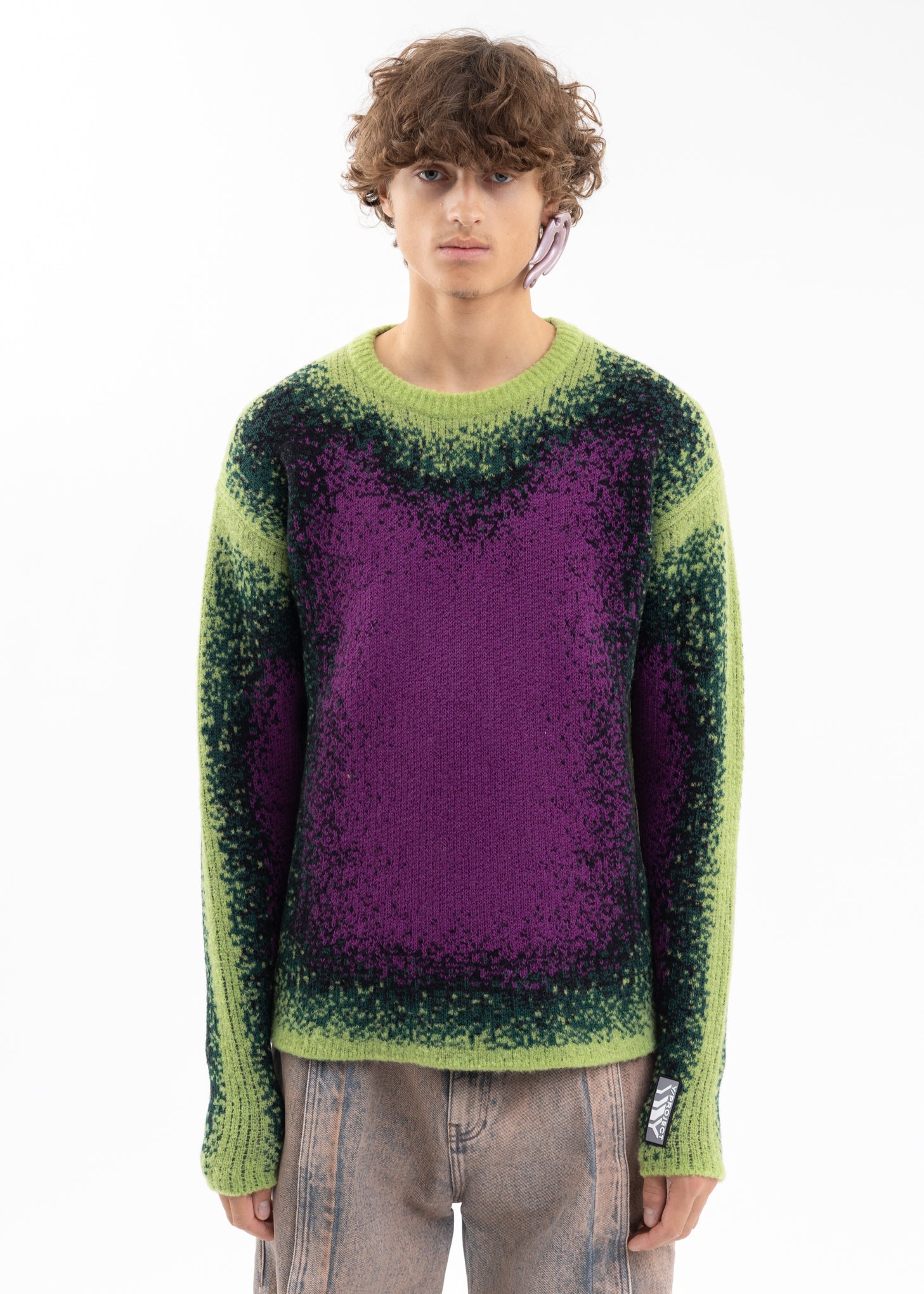 GREEN / PURPLE GRADIENT HEAVY KNIT SWEATER – 017 Shop