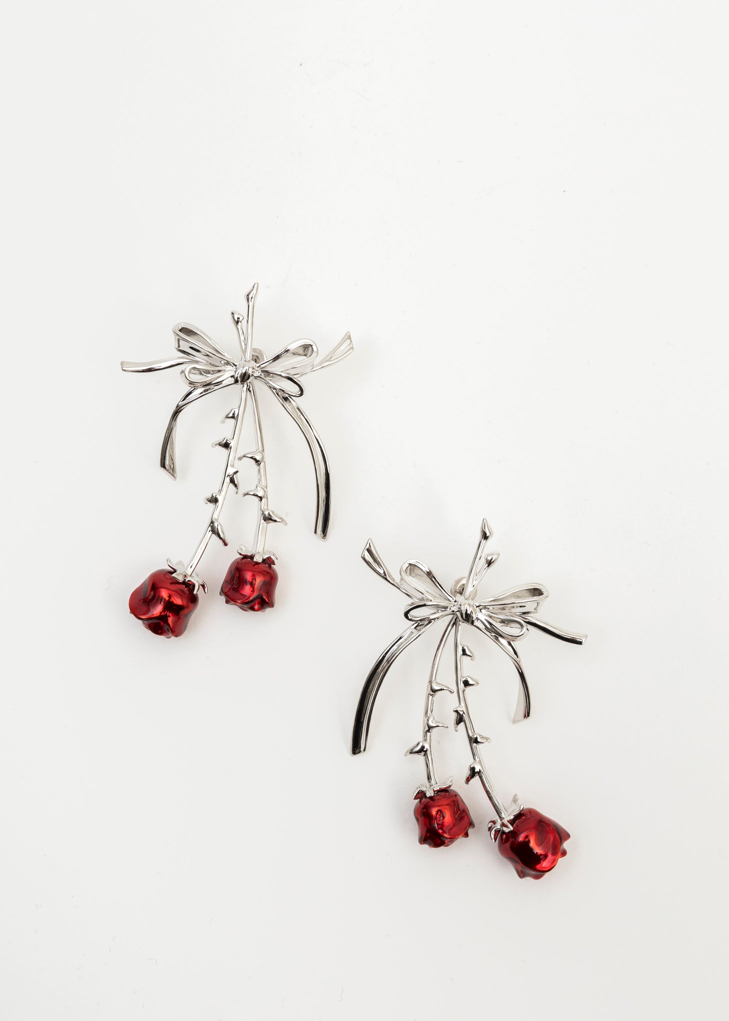 Double Red Roses Bow Earring - (Single) – 017 Shop