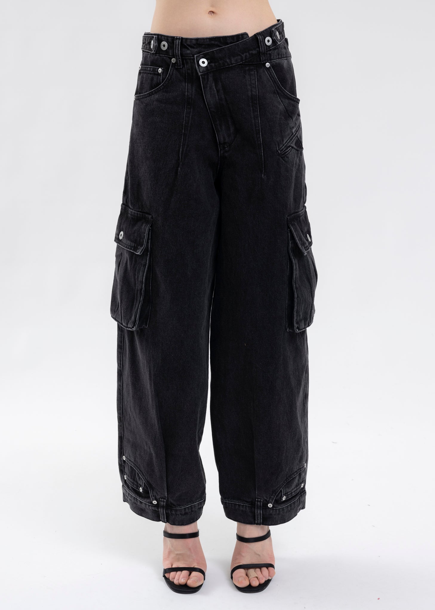 BLACK DOUBLE WAIST DENIM CARGO – 017 Shop