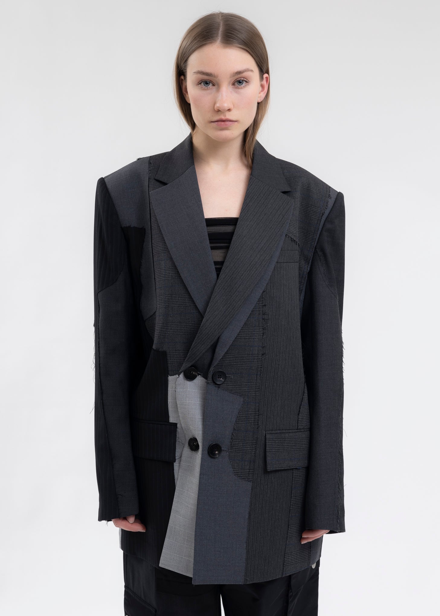 GREY WOOLEN STITCHING JACKET – 017 Shop