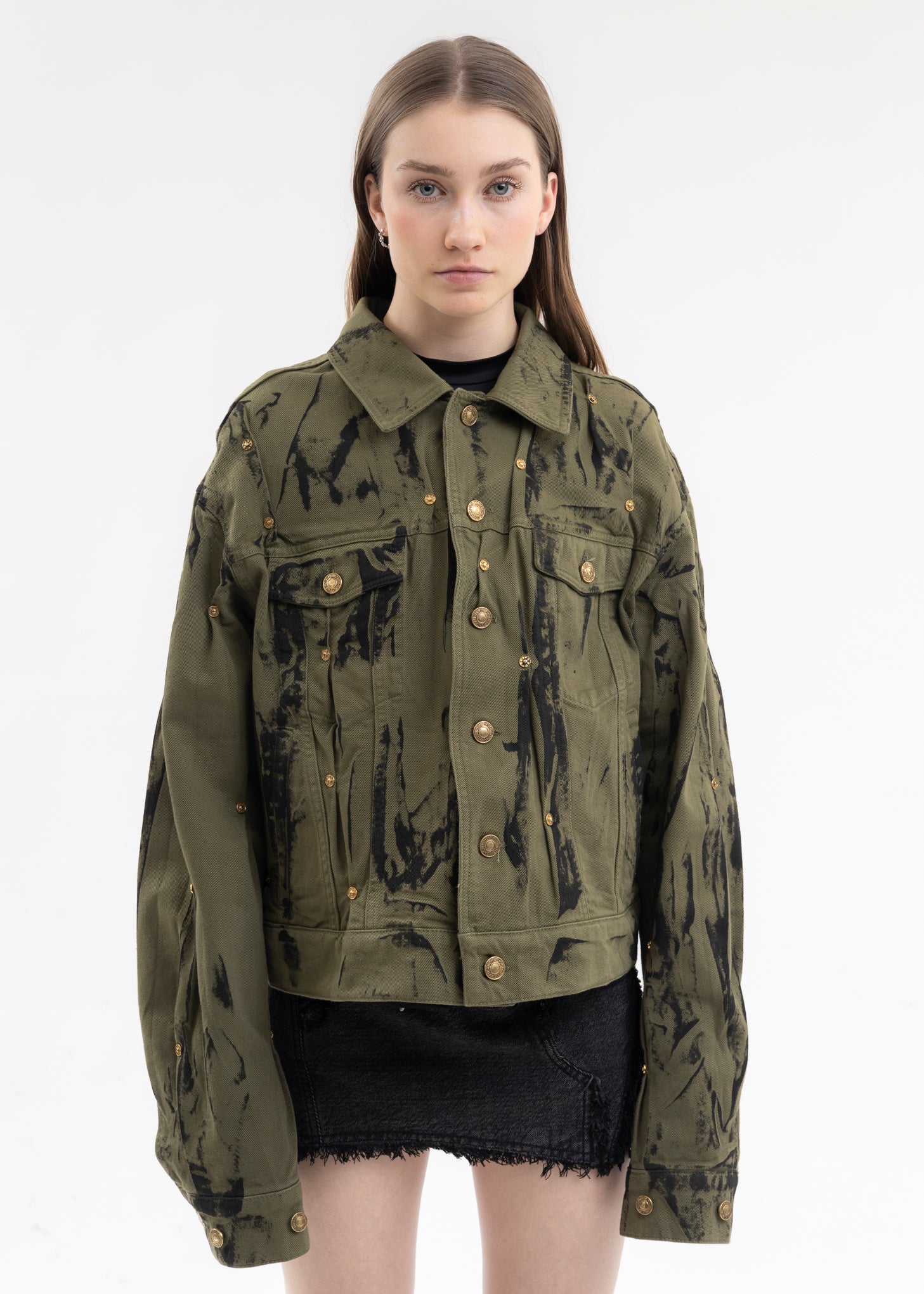 OLIVE / BLACK DENIM WASHED JACKET – 017 Shop